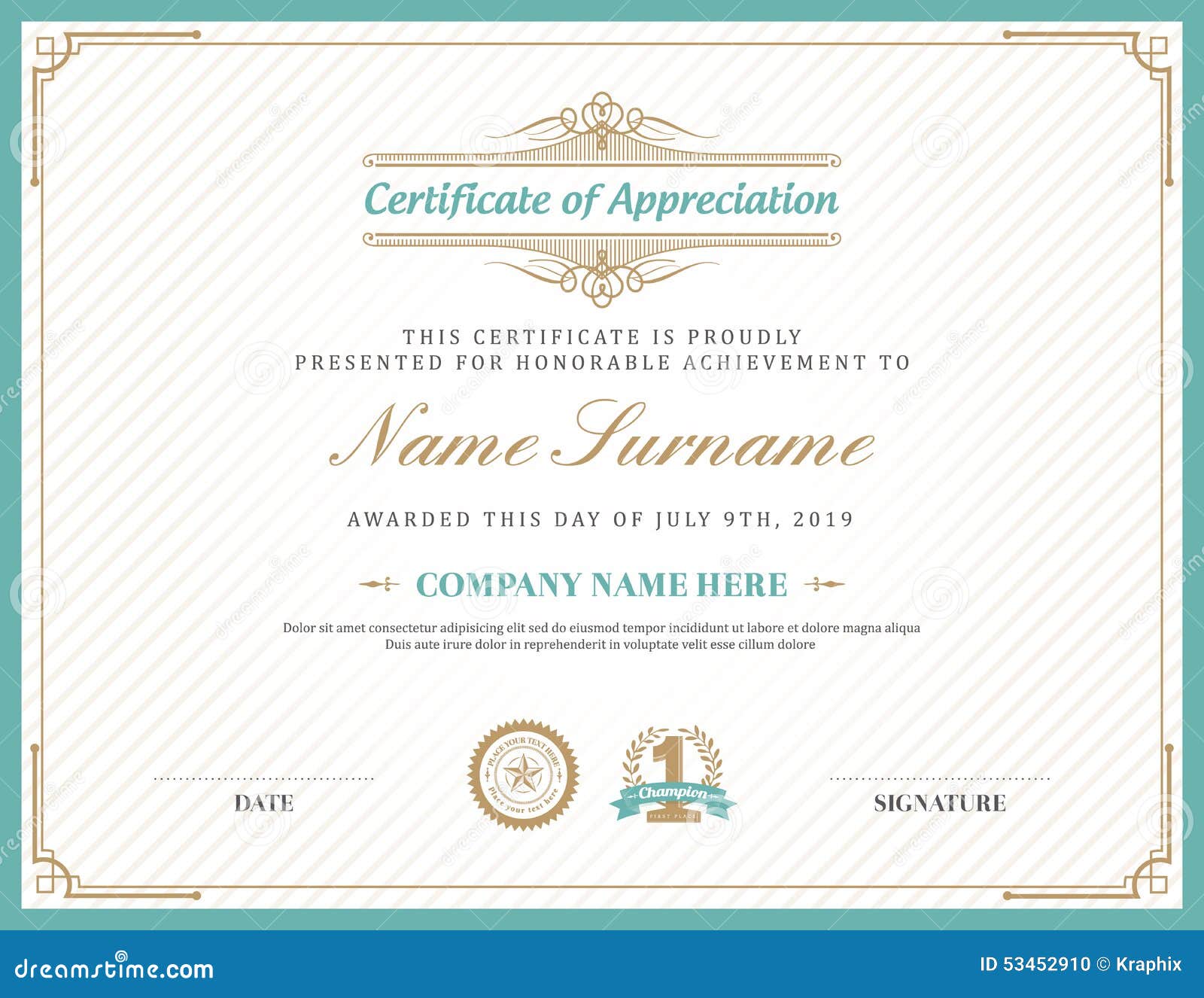 Vintage Retro Art Deco Frame Certificate Background Template Stock ...