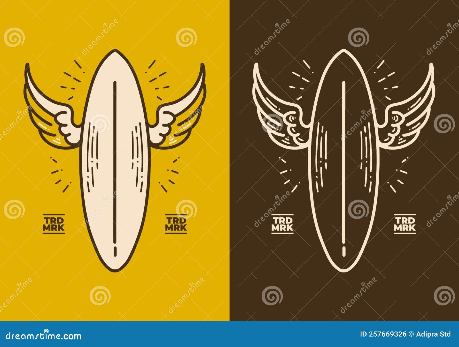 Vintage Art Design of a Surf Board with Extra Wings Stock Vector ...