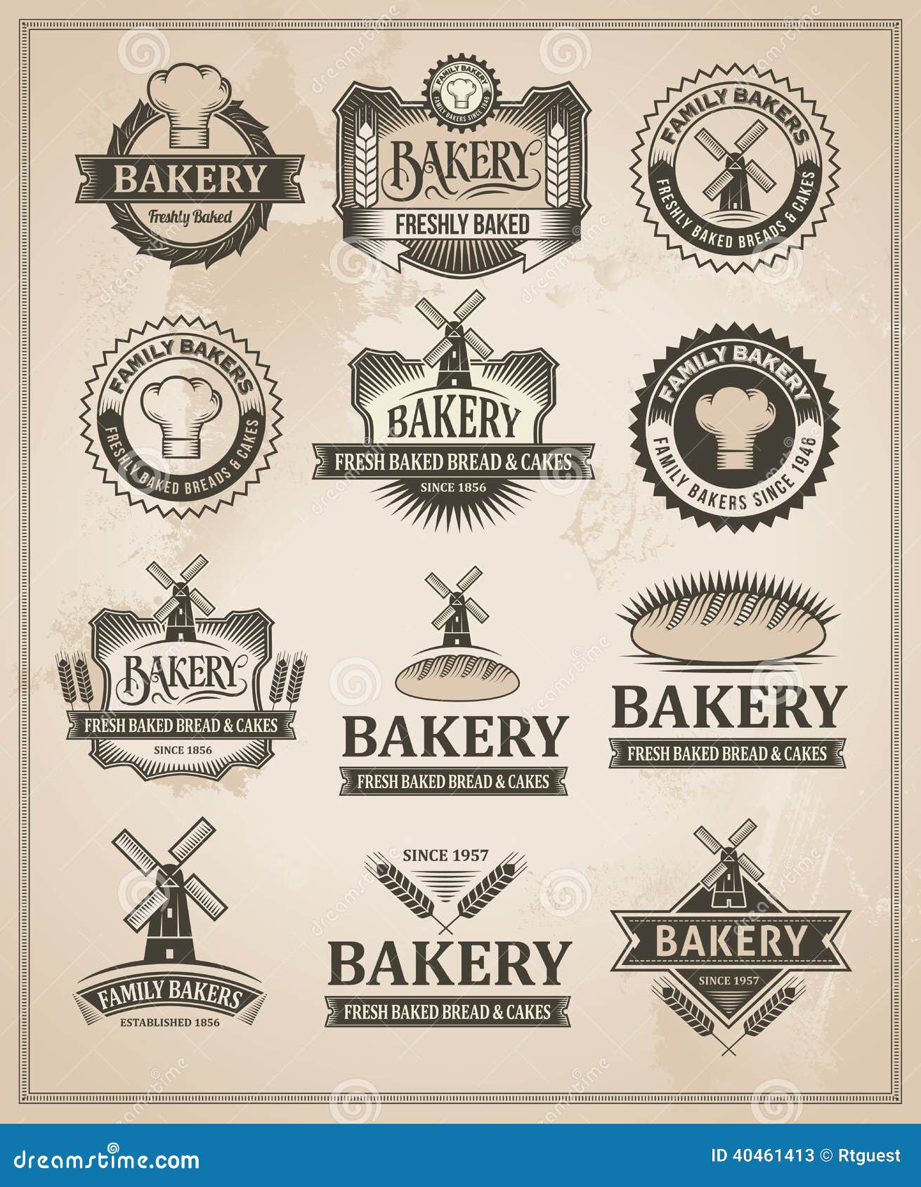 Retro Bakery Bake Logo Design And Vintage Vector Label. Simple Homemade ...
