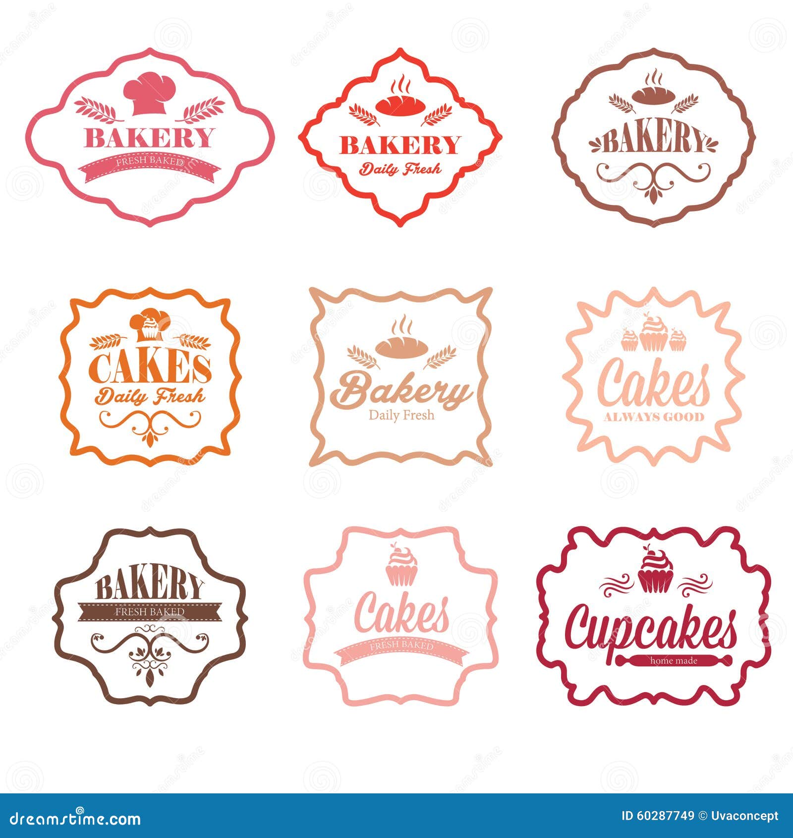 Vintage Retro Bakery Labels Stock Vector - Illustration of cake, donut ...