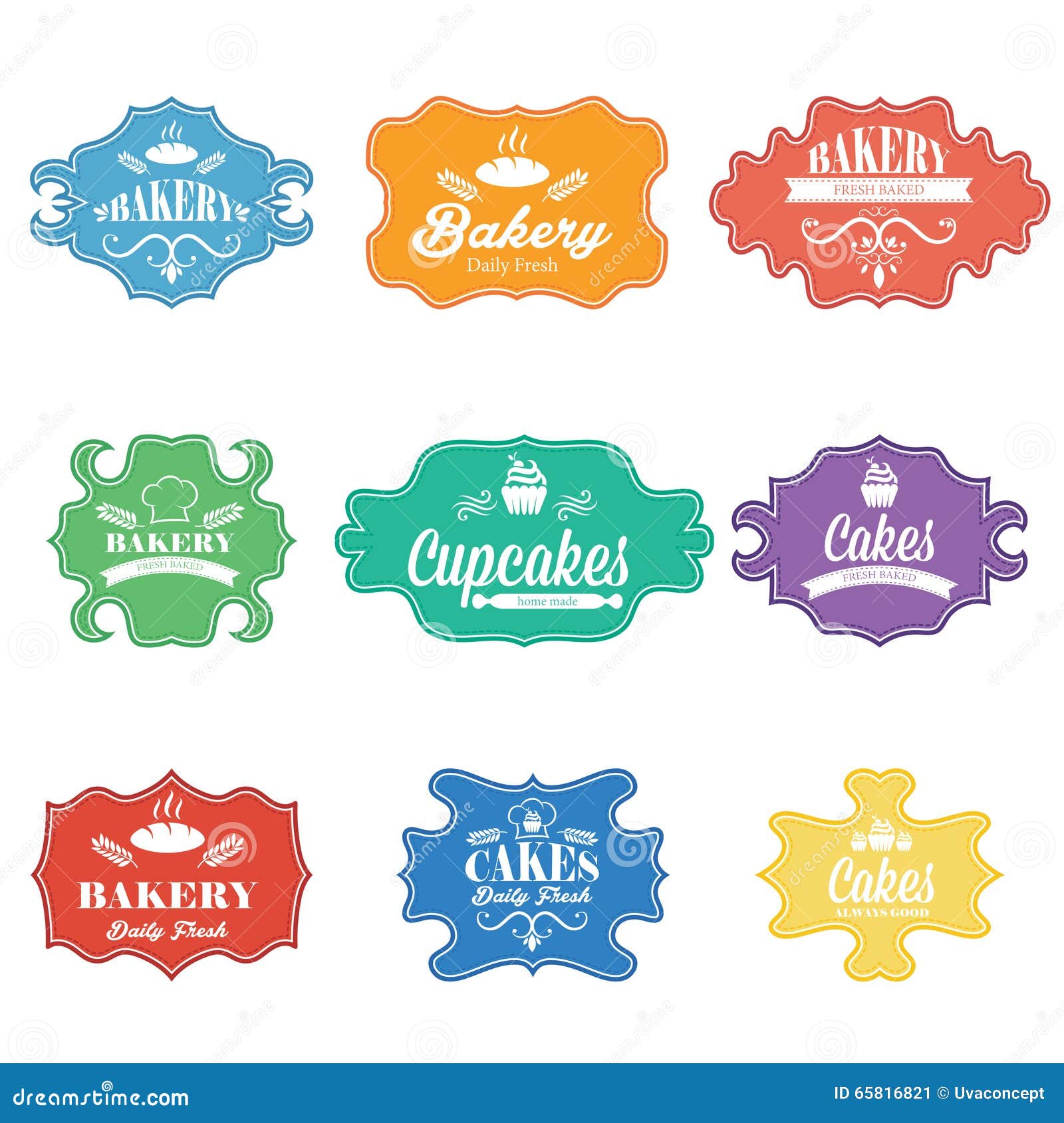 Vintage Retro Bakery Labels.Vector Stock Vector - Illustration of ...