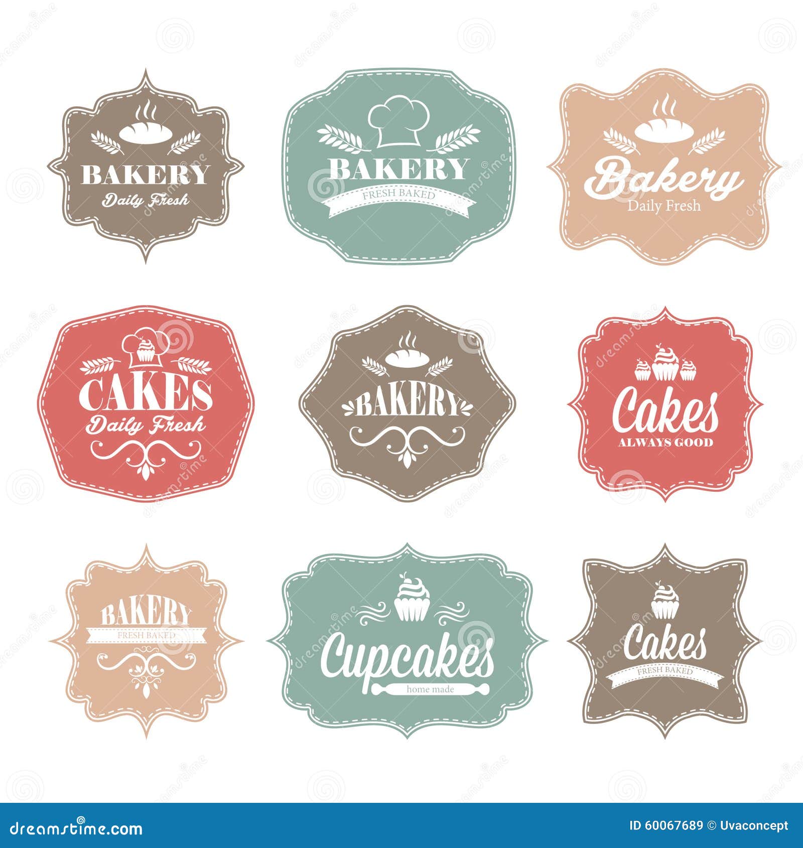 Vintage Retro Bakery Logo Labels Stock Vector - Illustration of baked ...