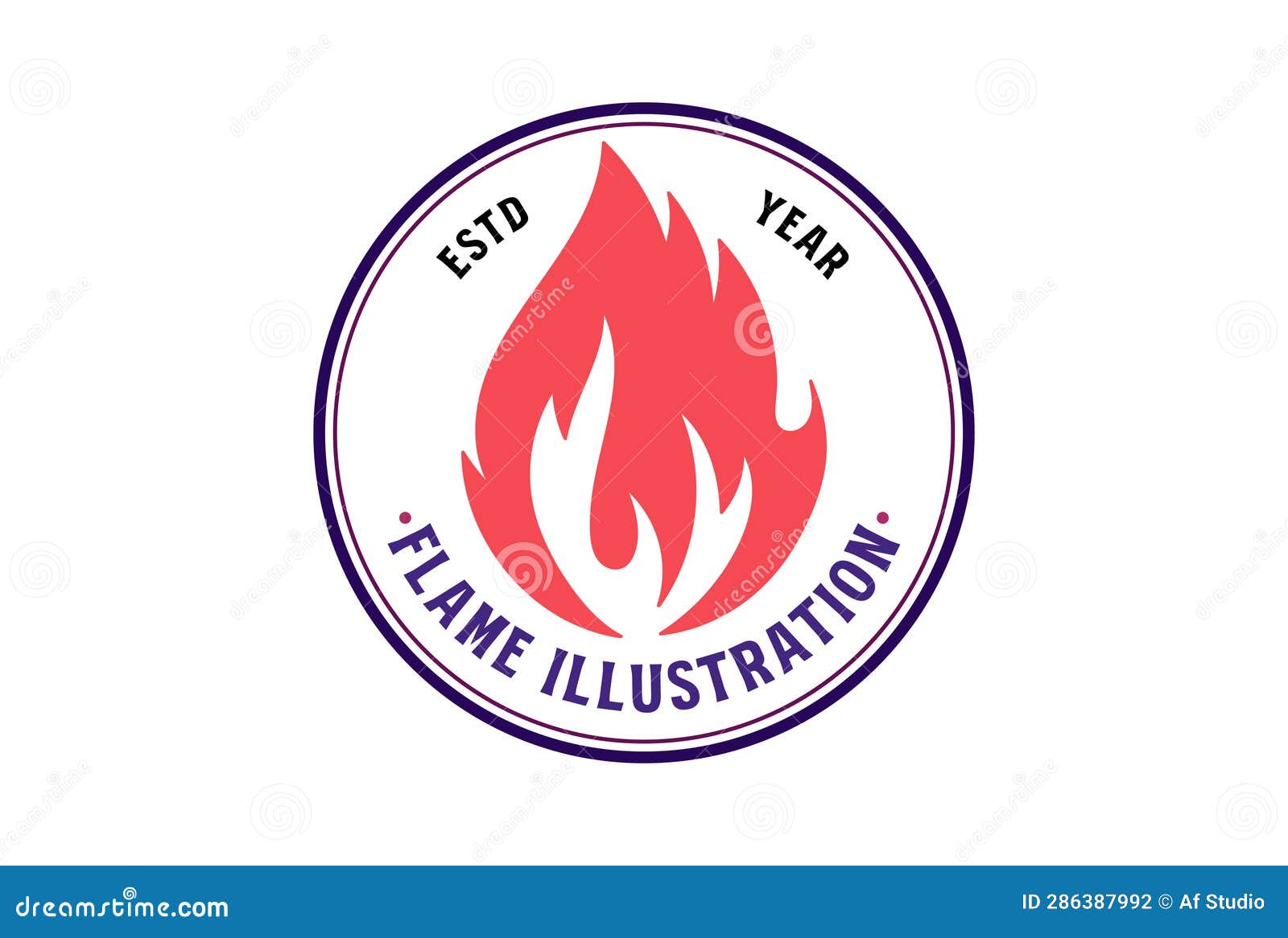 Vintage Retro Burn Fire Flame Badge Emblem Label Illustration Stock ...