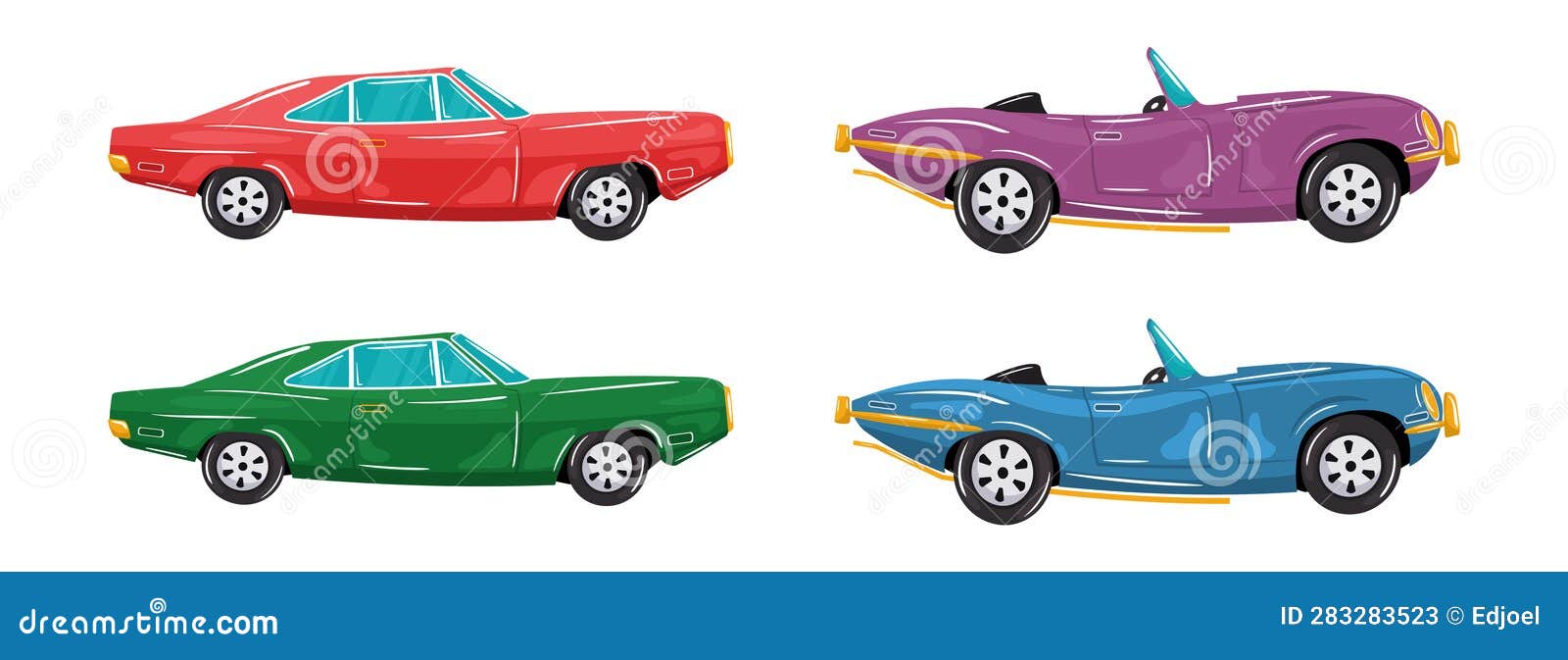 Vintage Retro Car Comic Cartoon Stock Vector - Illustration of isolated ...