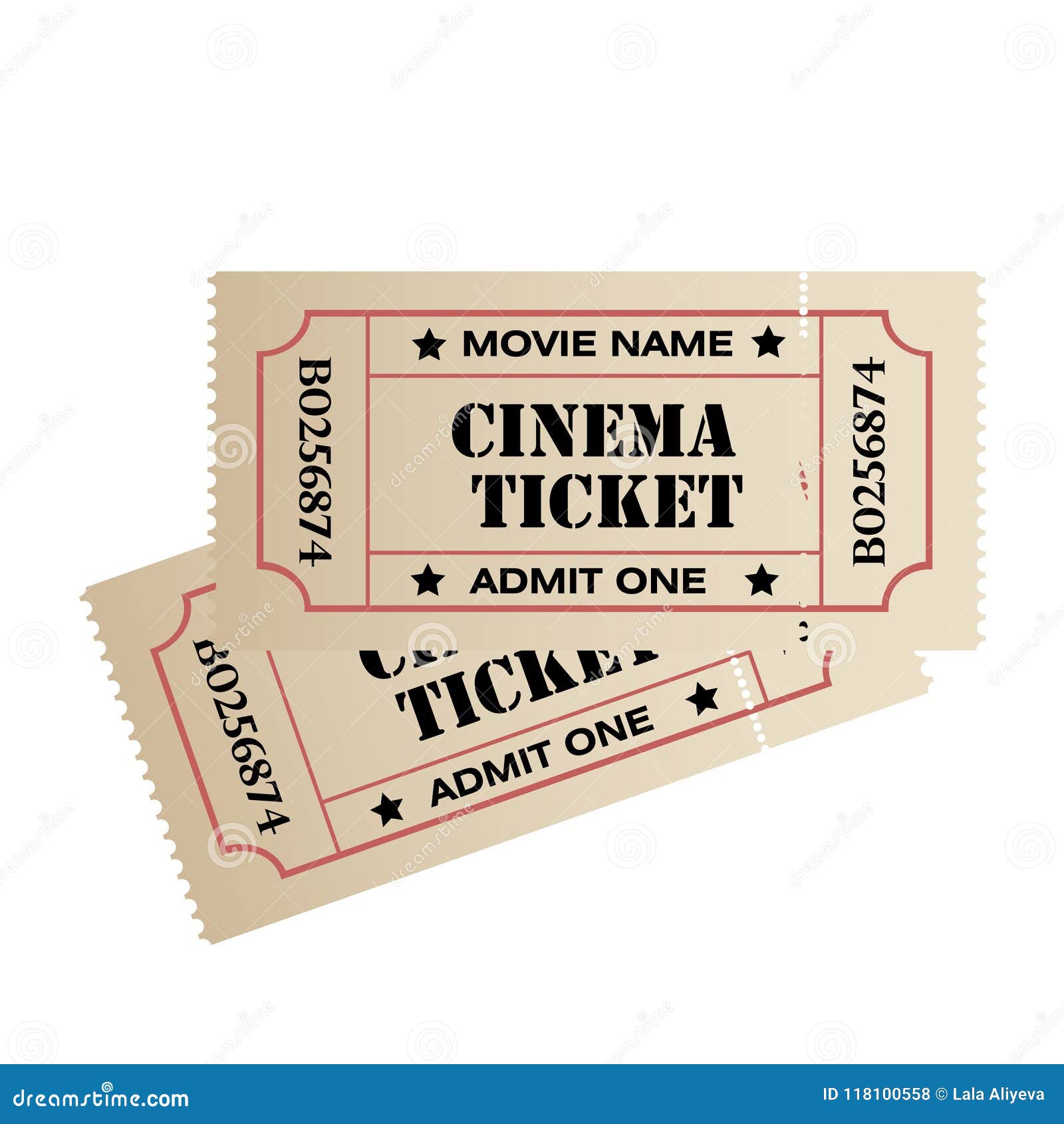Vintage Retro Cinema Ticket on White Background. Vector. Stock Vector ...