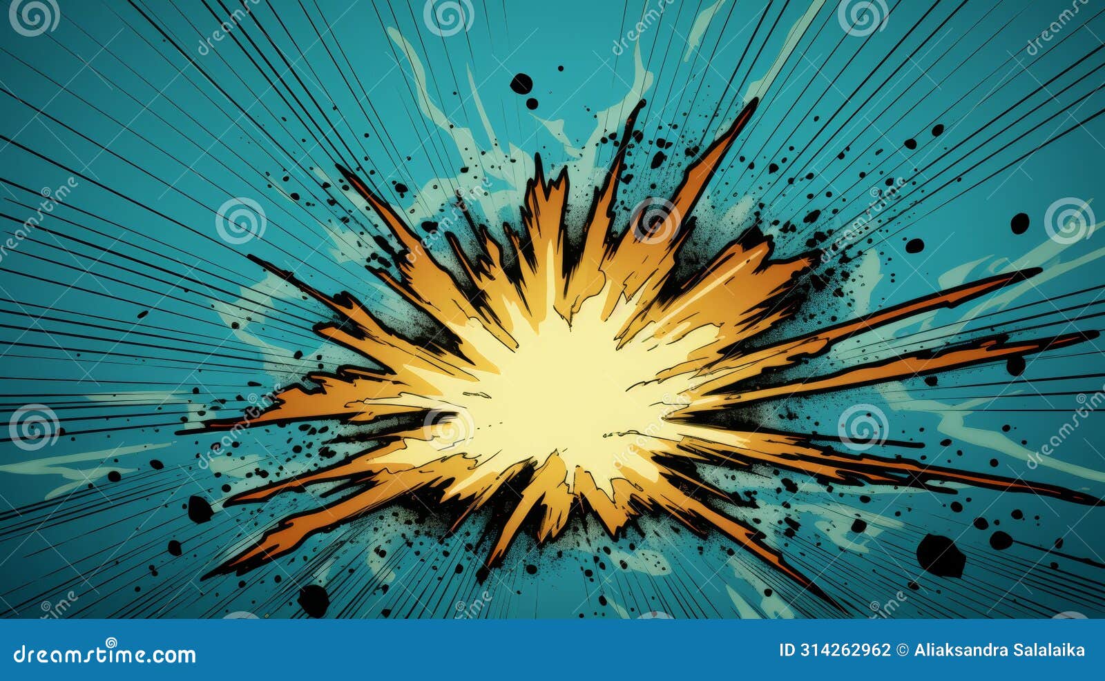 Vintage Retro Comics Explosion Cover Design with Dynamic Light and ...