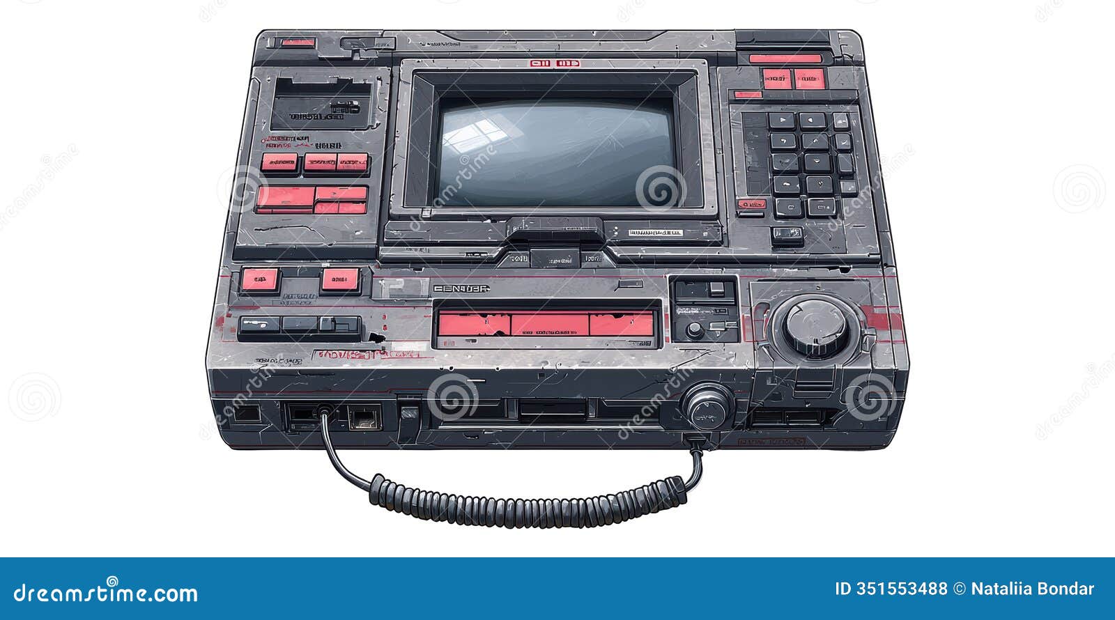 Vintage Retro Computer Console Isolated on Transparent Background Stock ...