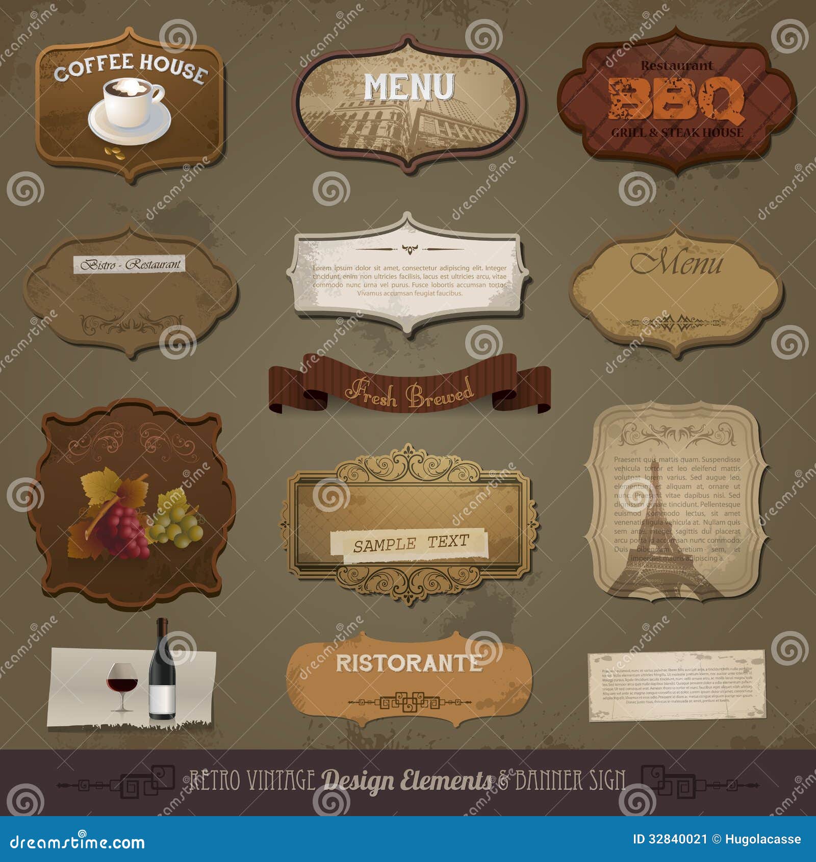 Vintage and Retro Design Elements Stock Vector - Illustration of icon, badge: 32840021