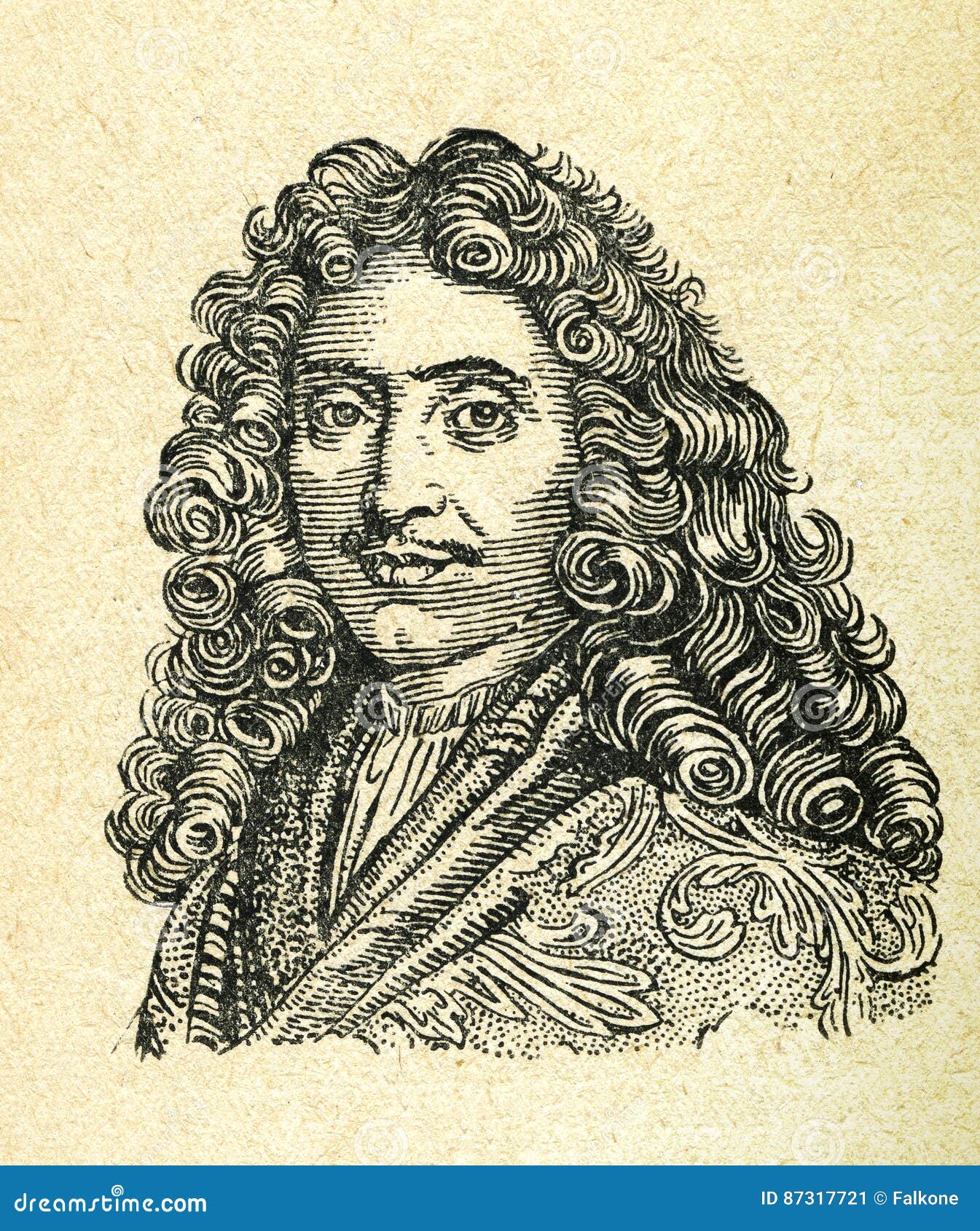 Vintage Retro Drawing Image Portrait Moliere Stock Illustration ...
