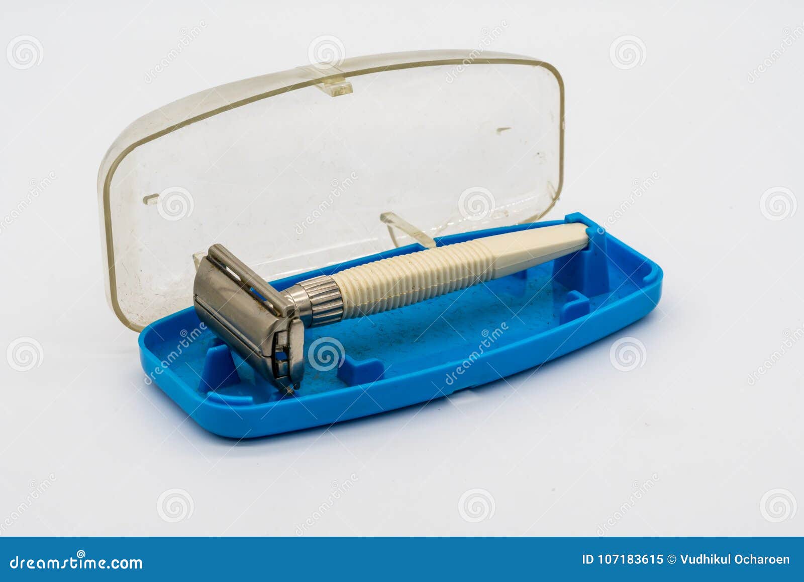 Vintage Retro Edged Razor and Shaver on White Stock Image - Image of ...