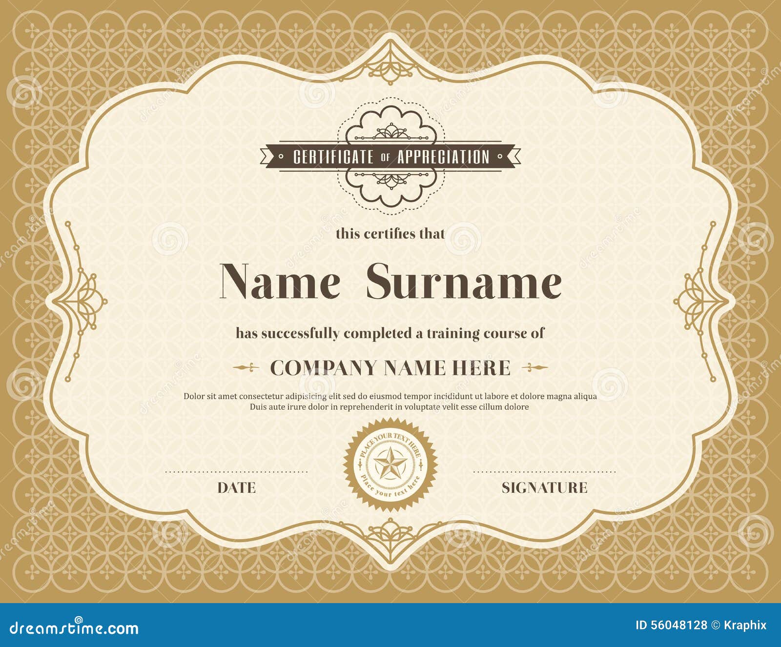 Vintage Retro Frame Certificate Background Template Stock Vector ...