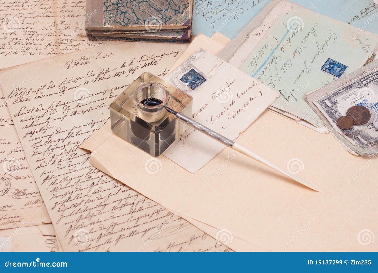 Vintage Retro Handwriting Papers Stock Image - Image of frame, letters ...