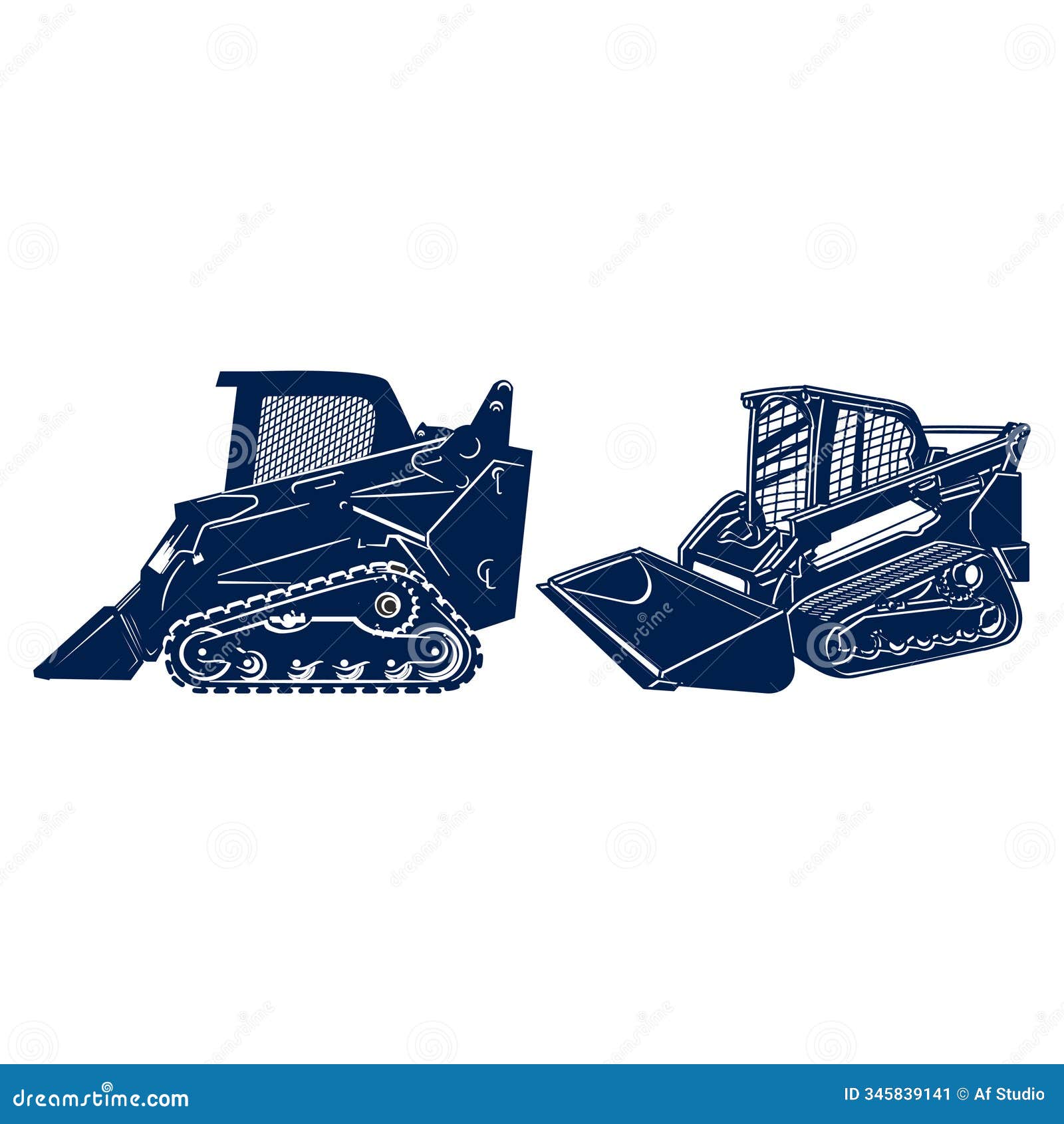 Vintage Retro Heavy Skid Steer Loader Silhouette for Construction Illustration Design Stock ...