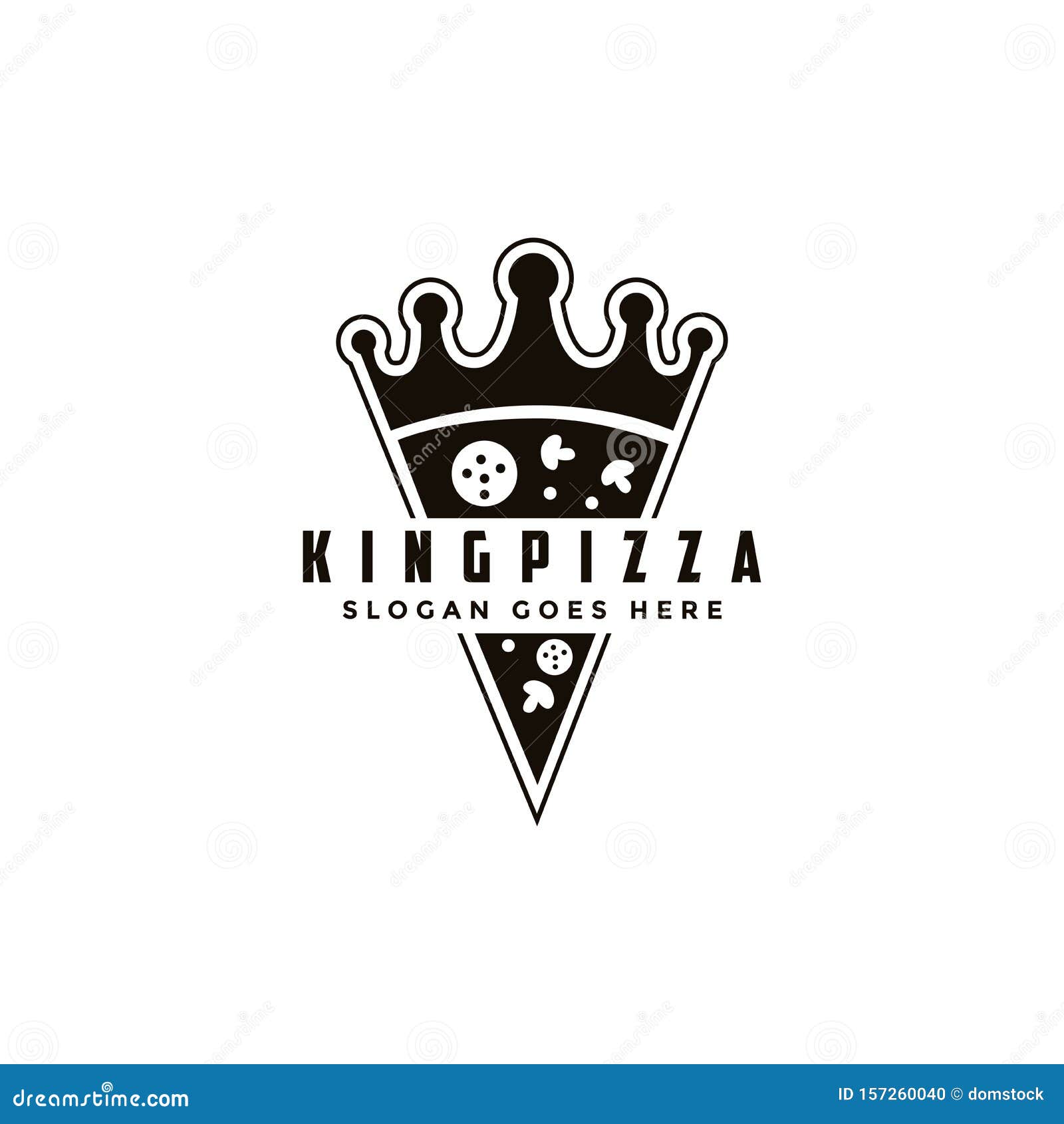 Vintage Retro Logo of Pizza and the Crown Stock Vector - Illustration ...