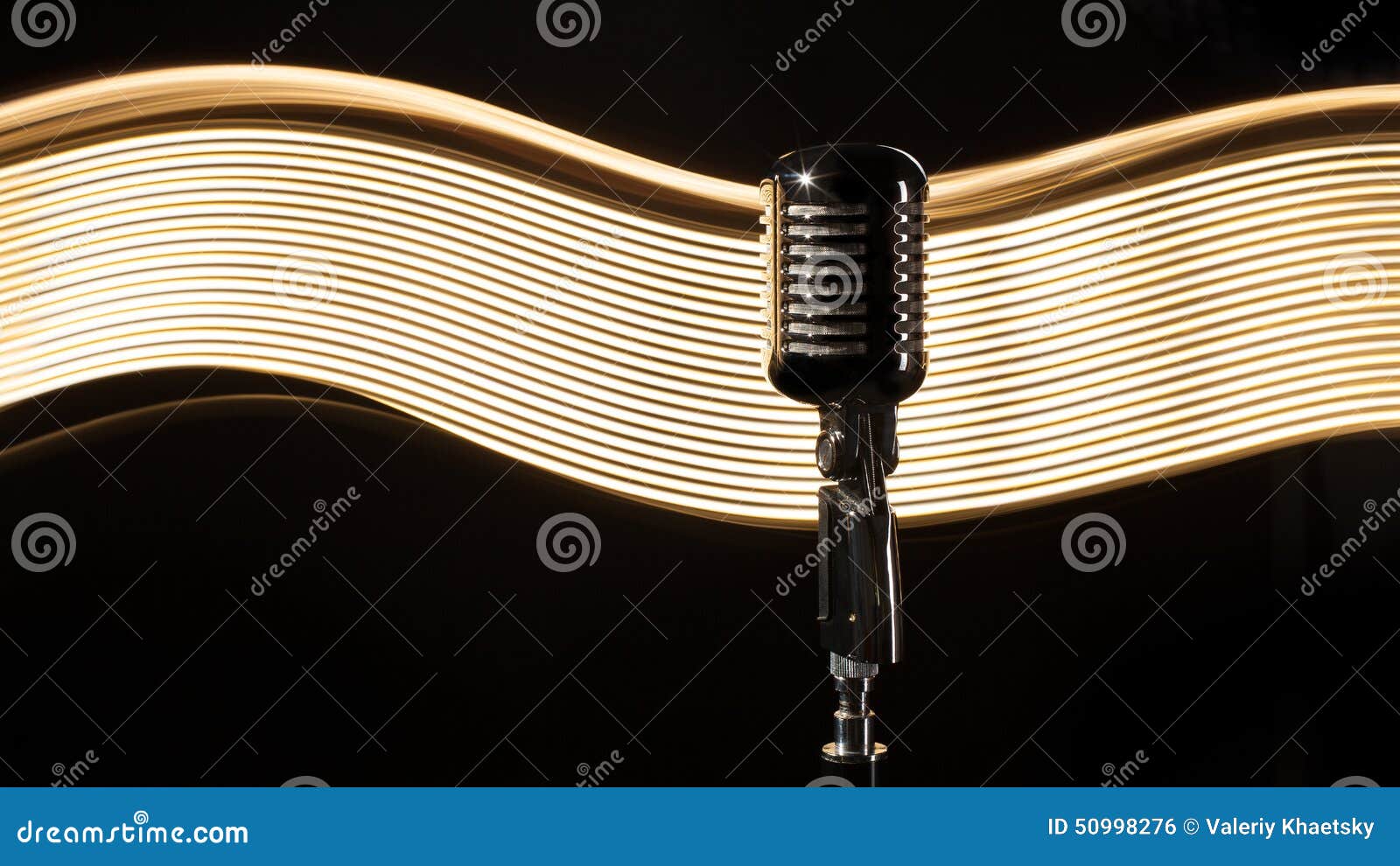 Vintage Retro Microphone on the Black Background Stock Photo - Image of ...