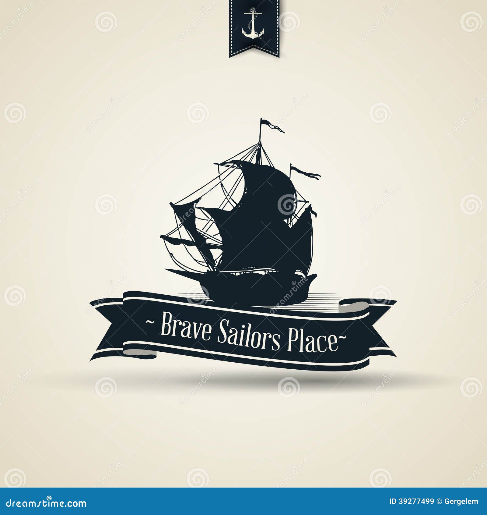 Vintage Retro Nautical Badge with Boat Stock Vector - Illustration of ...