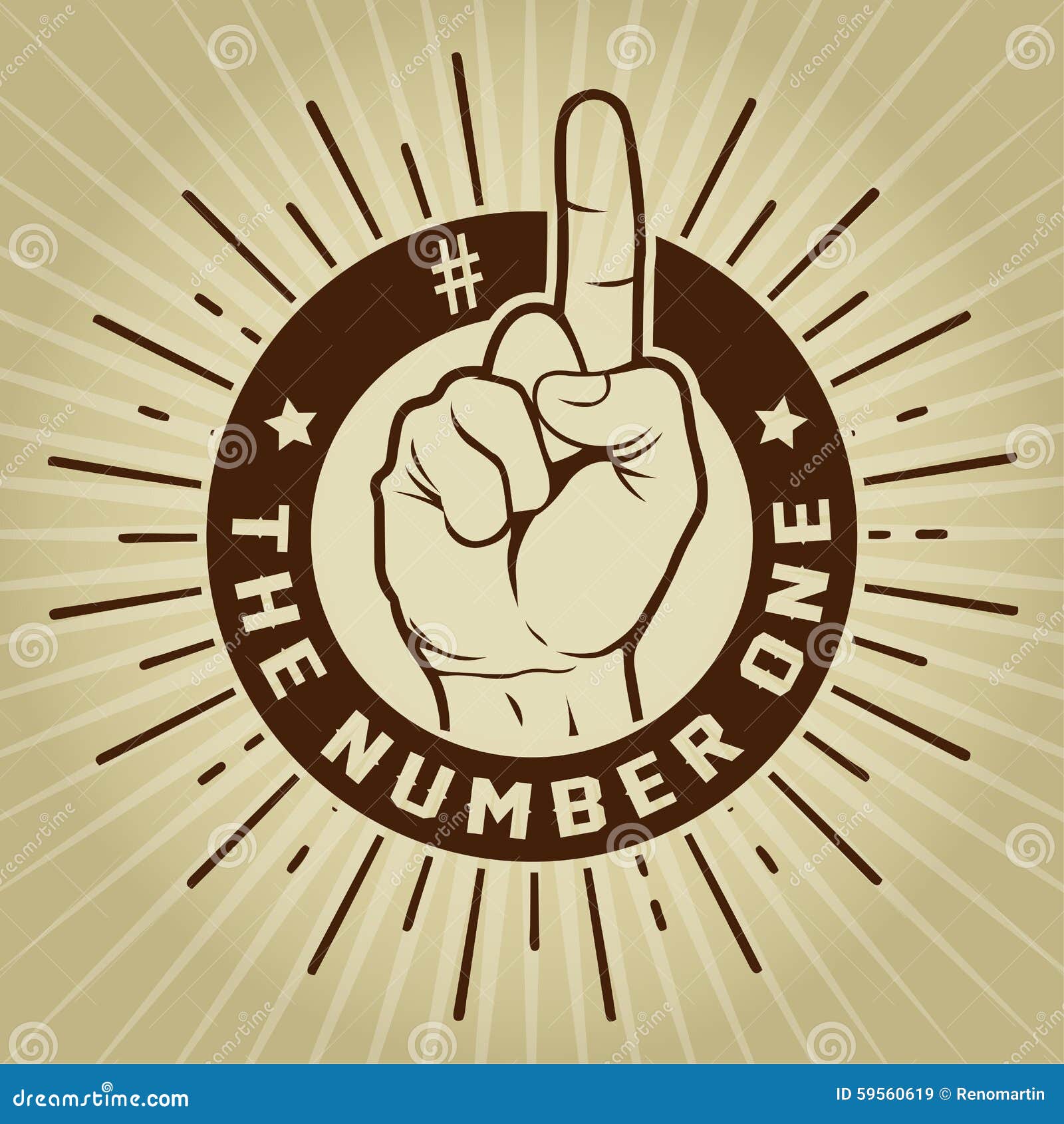 Vintage Retro the Number One Hand Seal Stock Vector - Illustration of ...