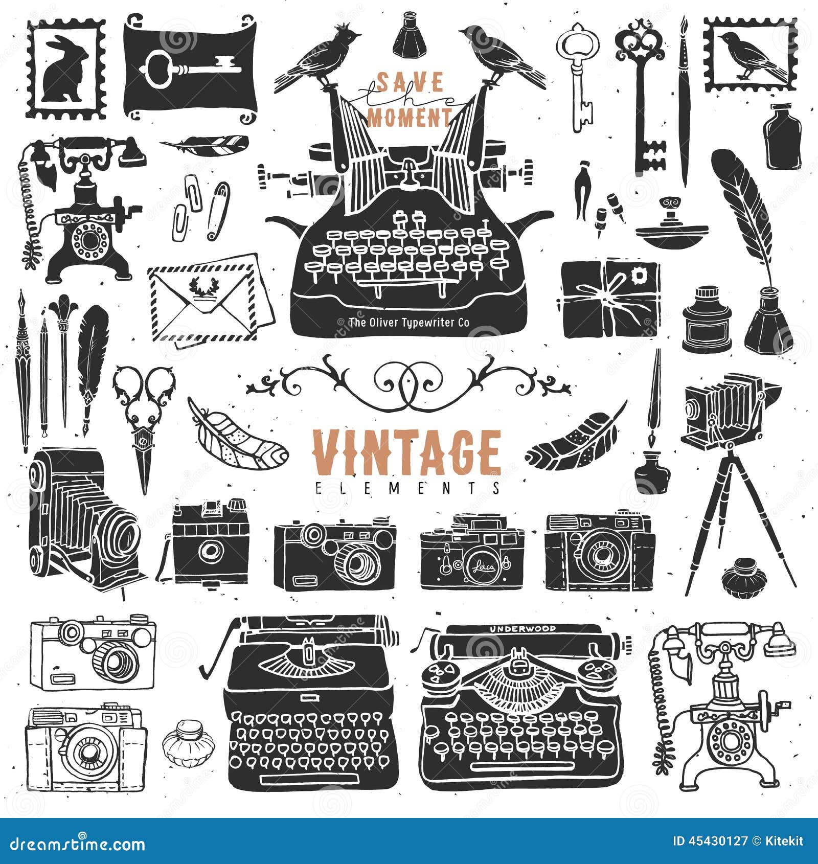 Vintage Retro Old Things Collection. Stock Vector - Illustration of ...