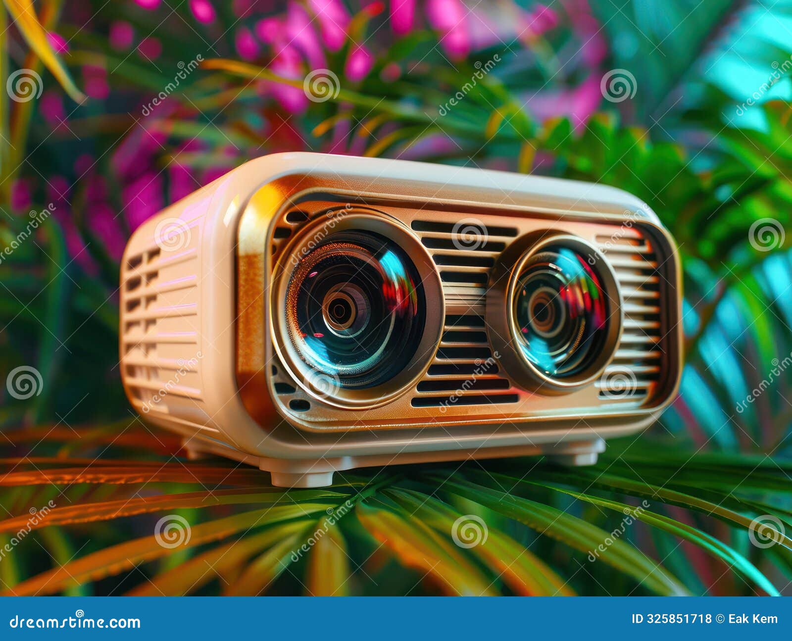 Vintage Retro Projector with Vibrant Glow, Nostalgic Projection of ...