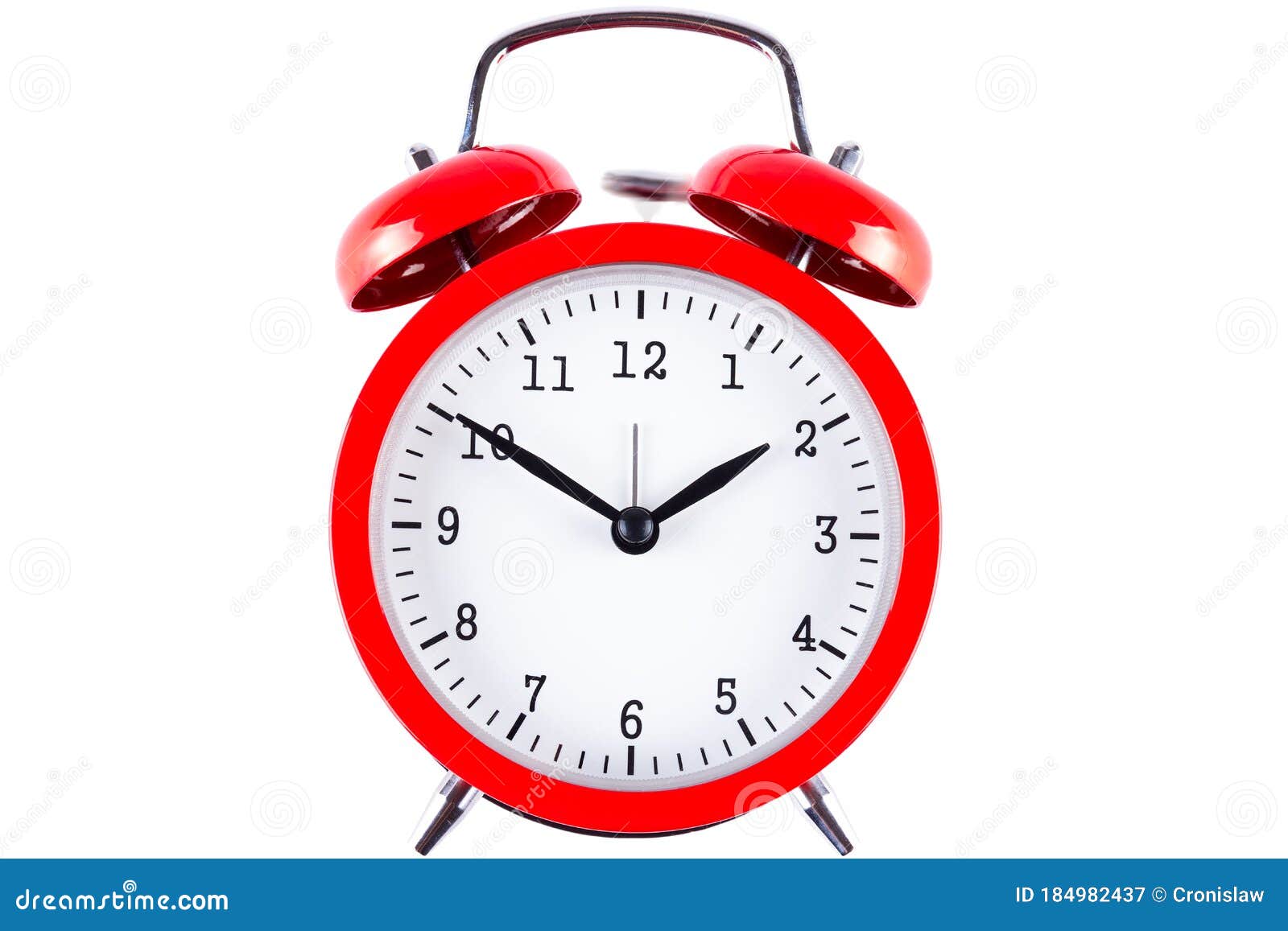 Vintage Retro Red Alarm Clock Isolated on White Stock Image - Image of ...