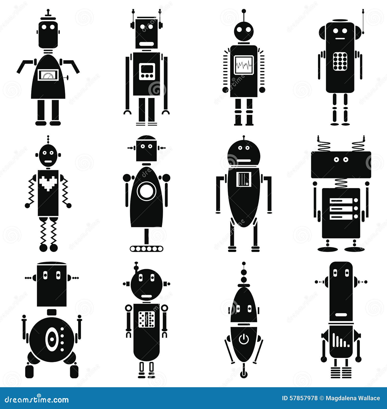 Robots Icons Set Vector Illustration | CartoonDealer.com #82631266