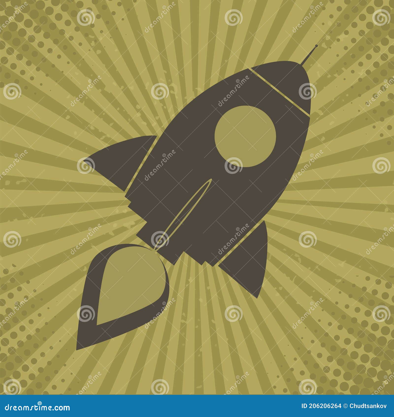 Vintage Retro Rocket stock vector. Illustration of flame - 206206264