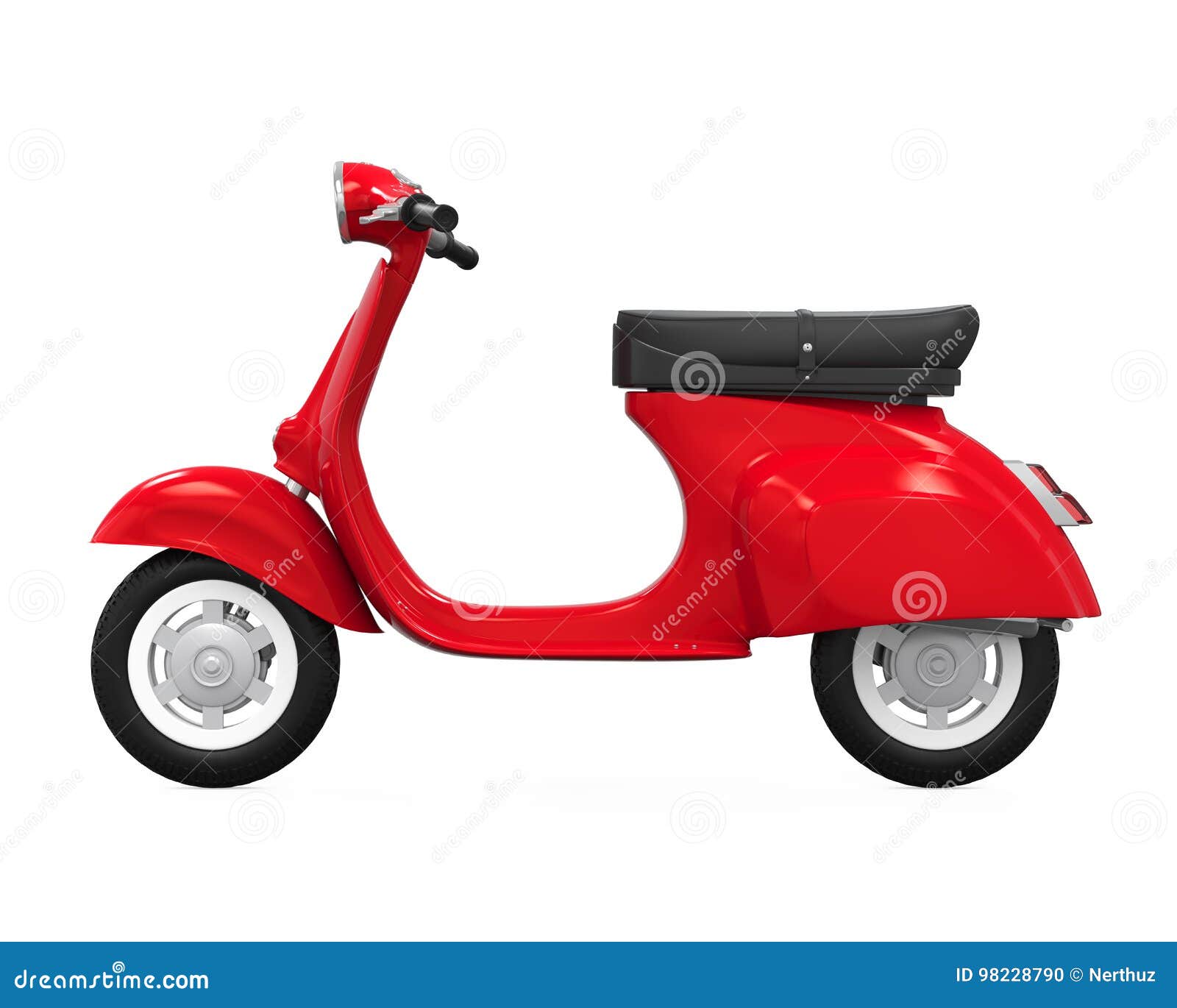 Retro Scooter. Side View. Detailed Image Of An Old Motorcycle. Moped ...