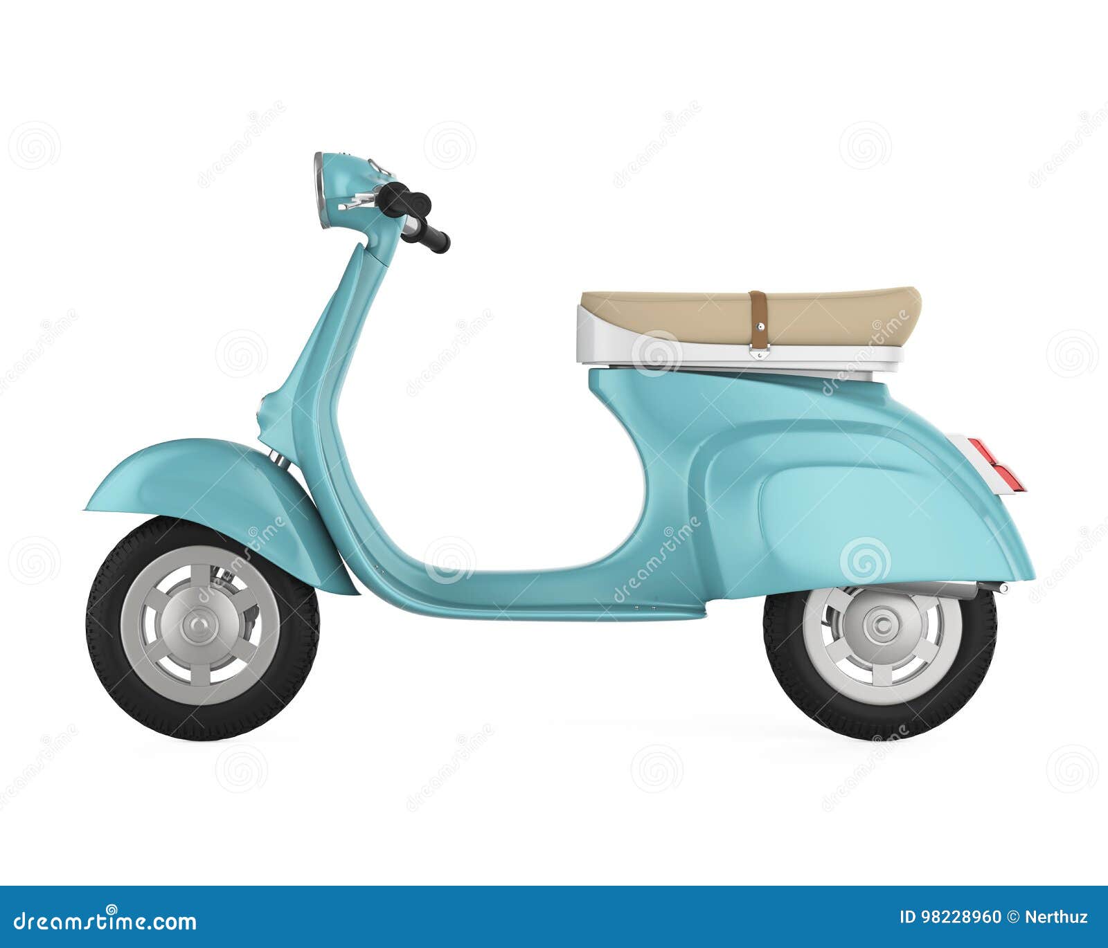 Retro Scooter. Side View. Detailed Image Of An Old Motorcycle. Moped ...