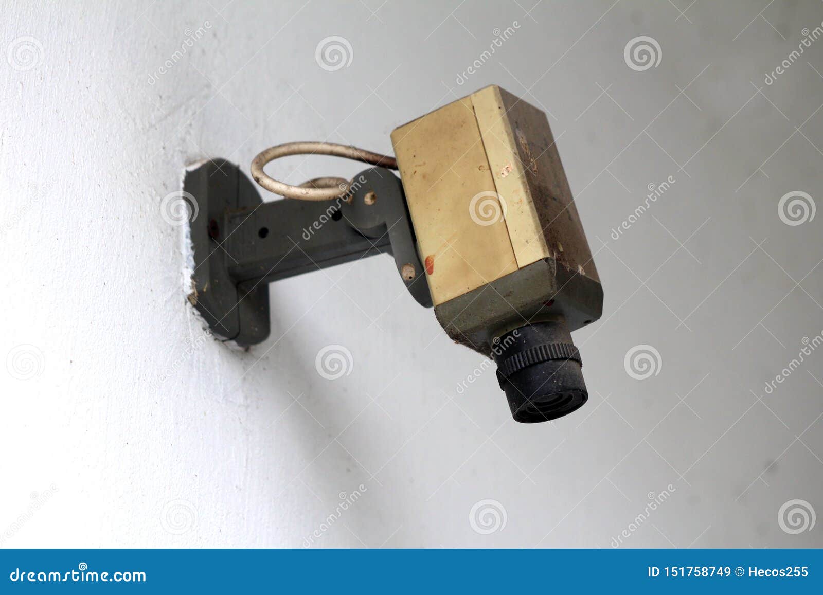 Vintage Retro Small Black and White Security Camera Mounted on Building ...