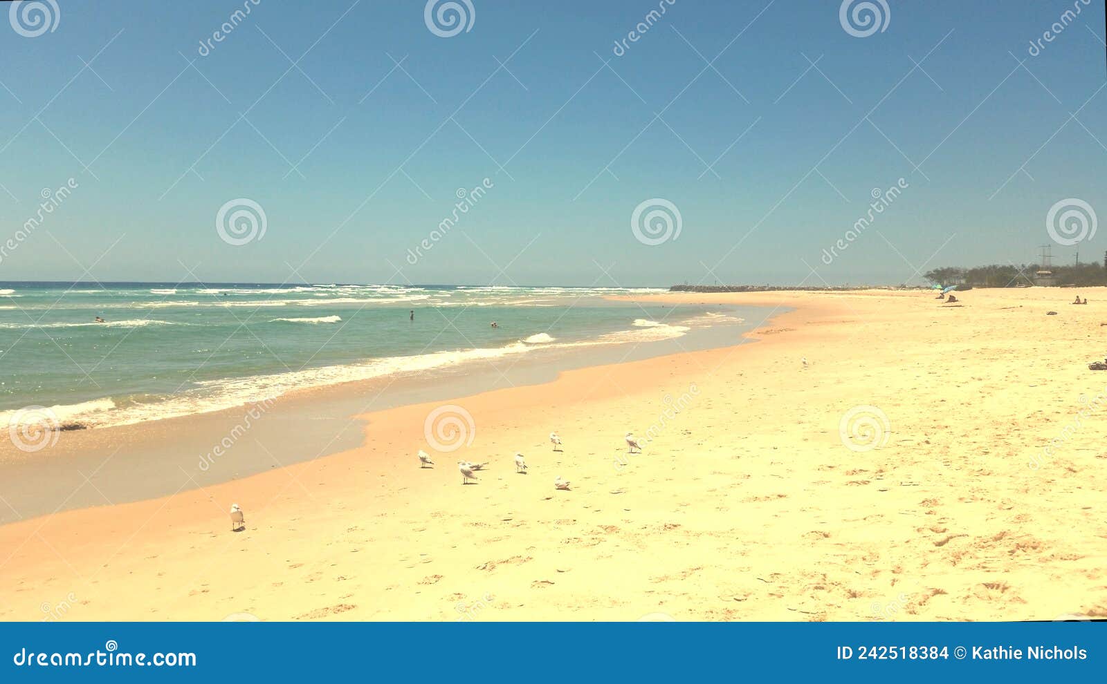 Vintage Retro Style Beach Scene Stock Photo - Image of holiday, leisure ...