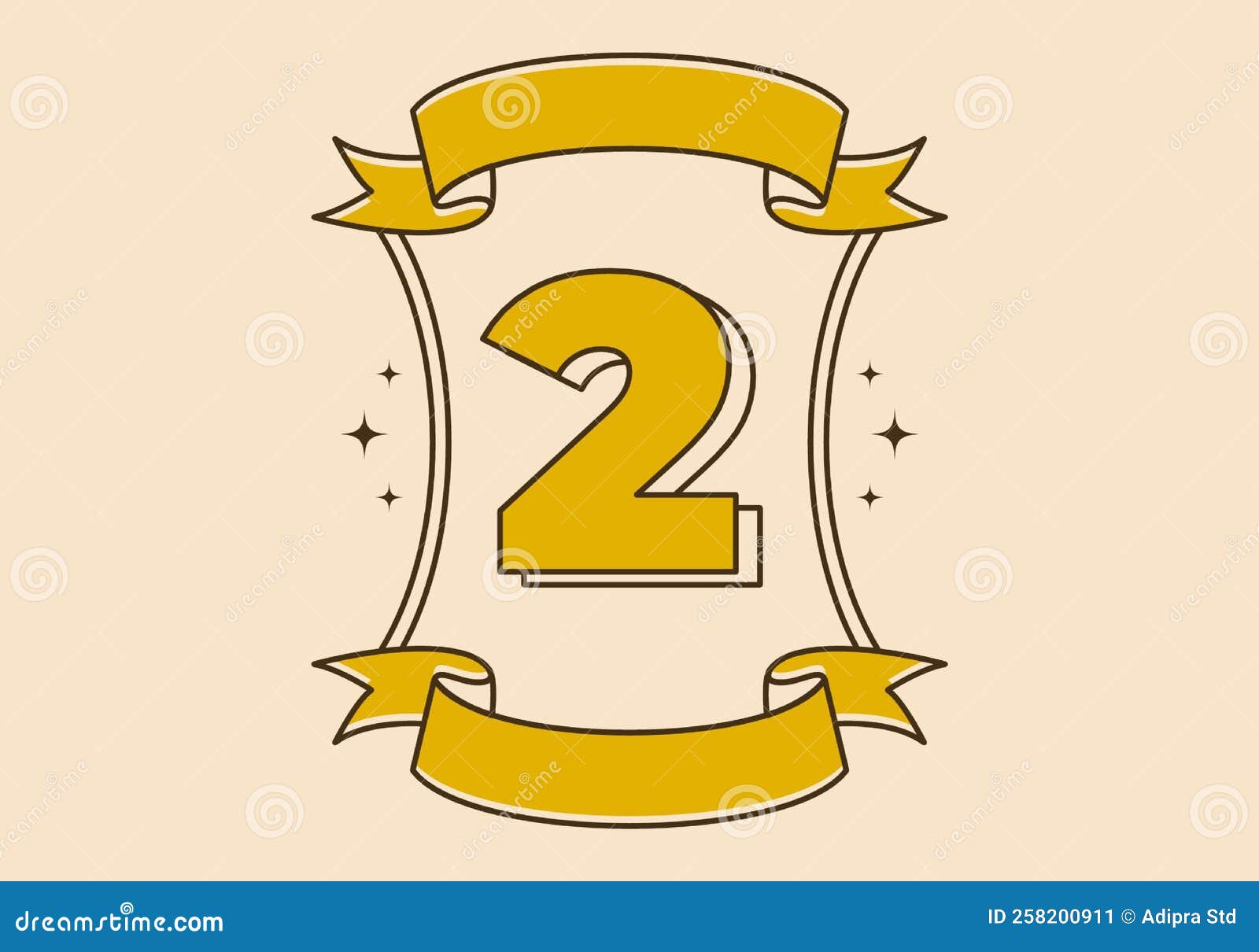 Vintage Retro Style Frame with Number Two on it Stock Vector ...