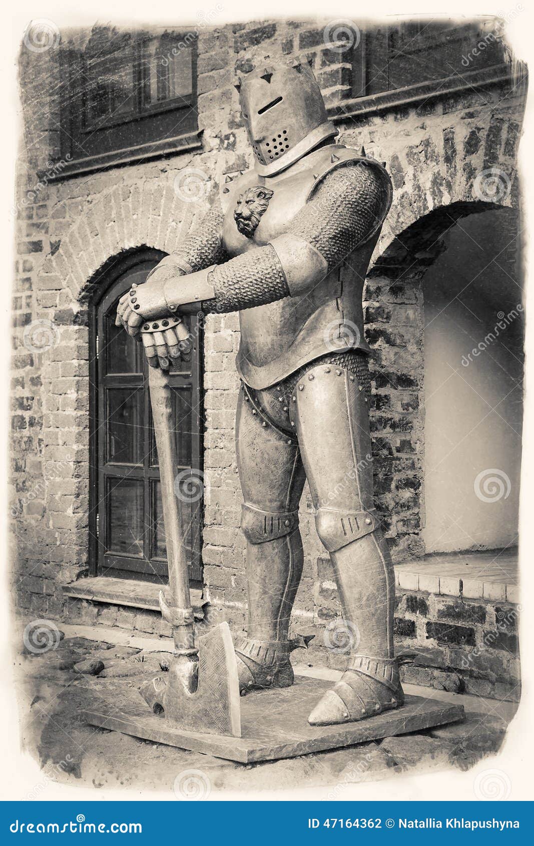 Vintage Retro Stylized Image Of Medieval Knight With Axe Stock Photo ...