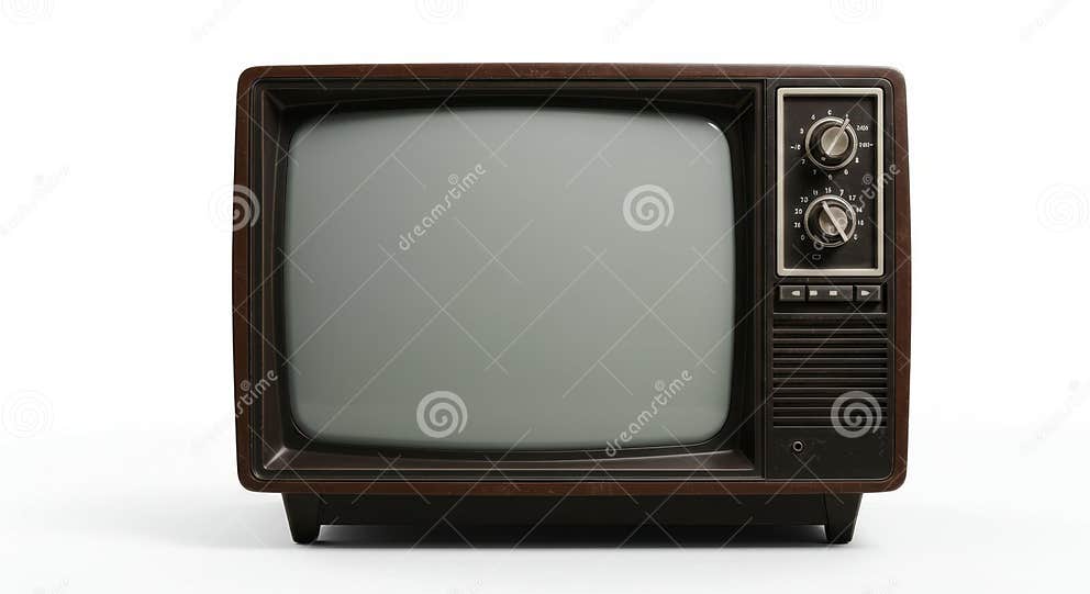 Vintage Retro Television with Knobs on Isolated Background Stock Photo ...