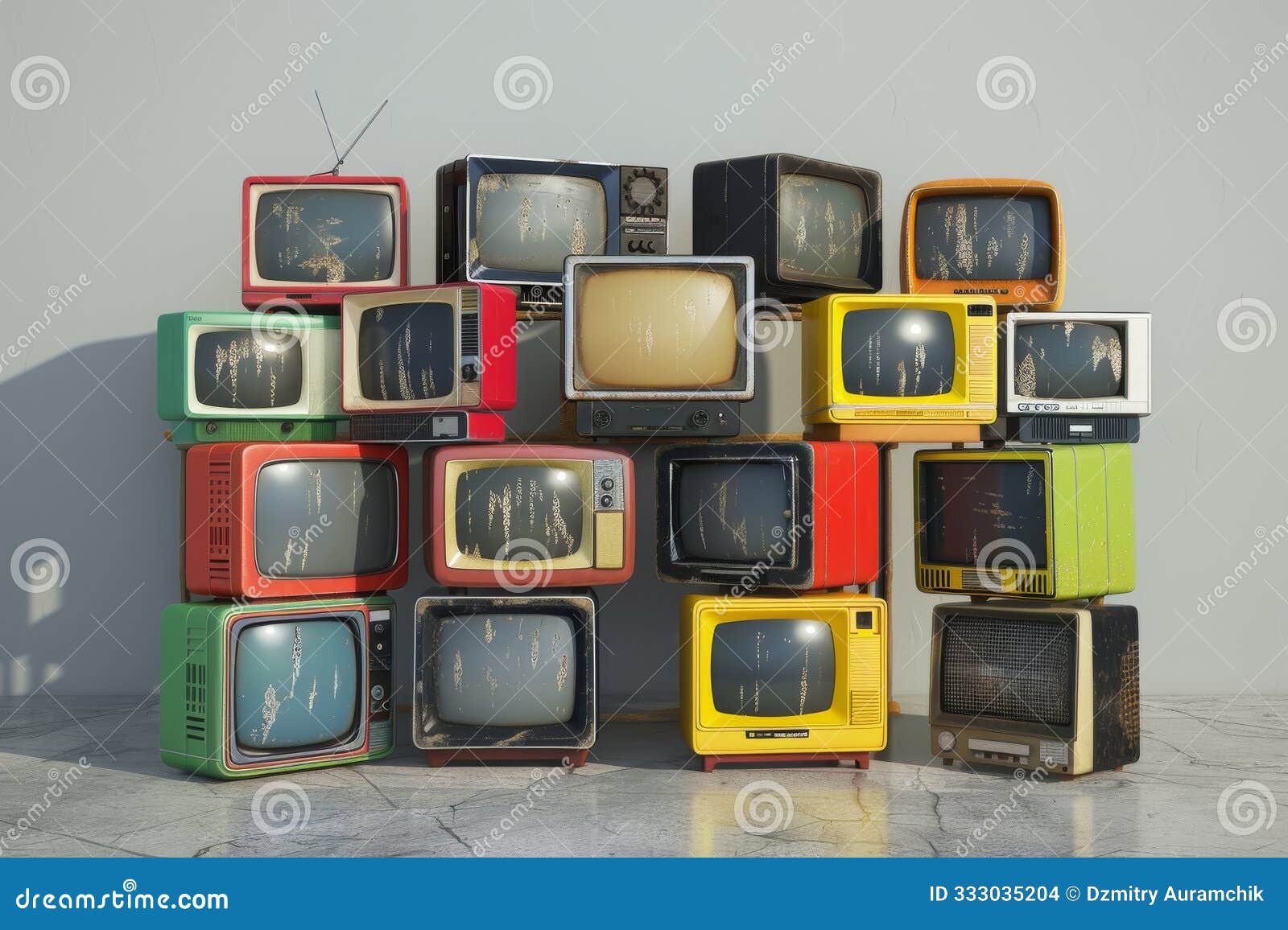 Vintage Retro Television Sets Stacked Together Stock Photo - Image of ...