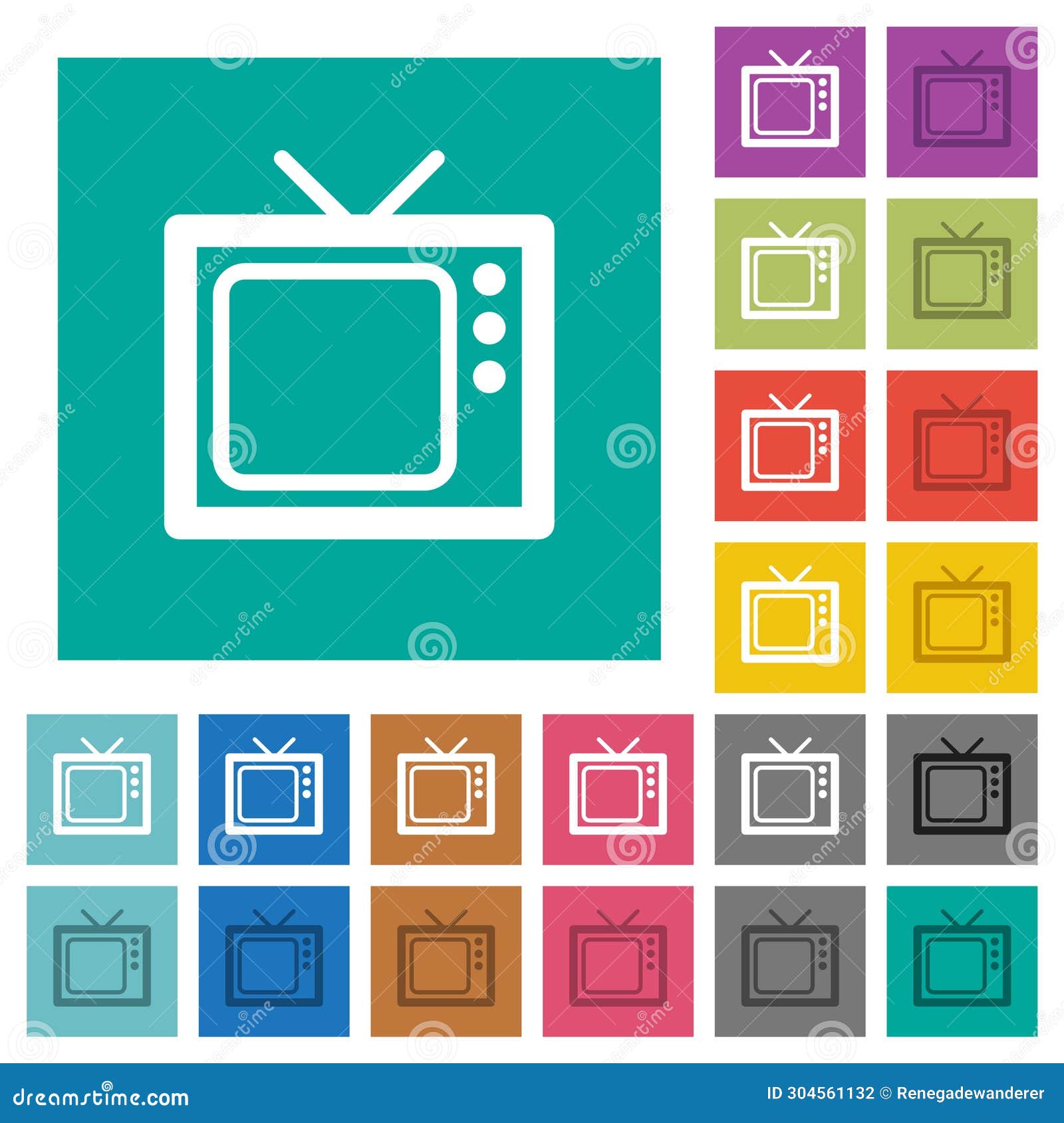 Vintage Retro Television Square Flat Multi Colored Icons Stock ...