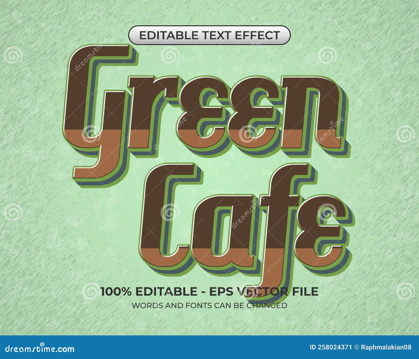 Vintage Retro Text Effect. Editable Green Cafe Text Effect Stock Vector ...