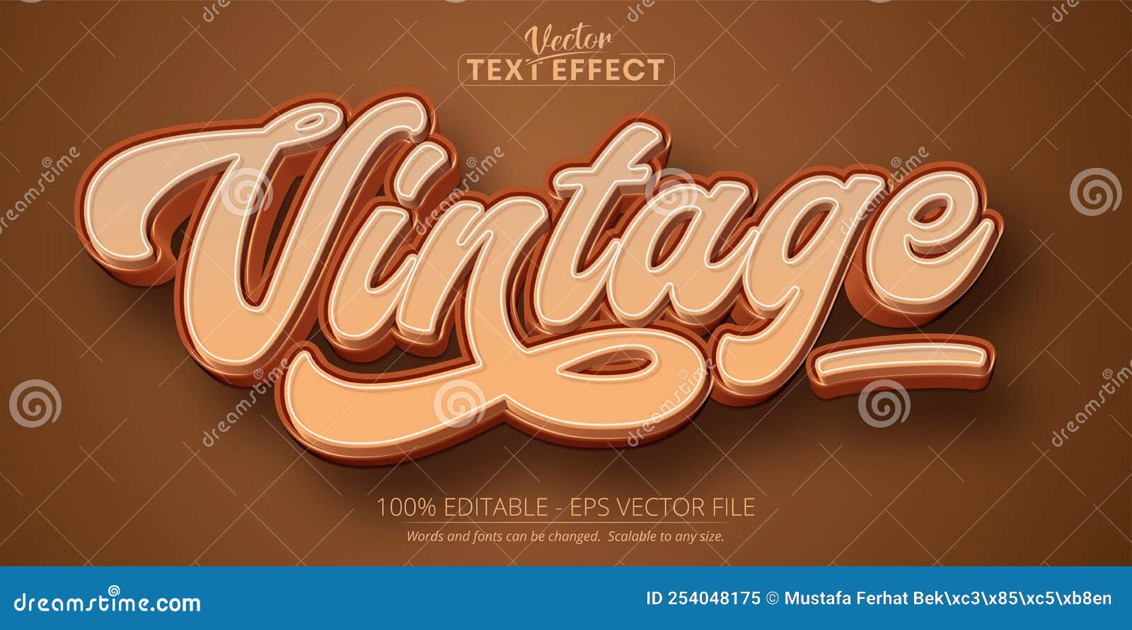 Vintage, Retro Text Effect, 70s and 80s Editable Text Style Stock ...