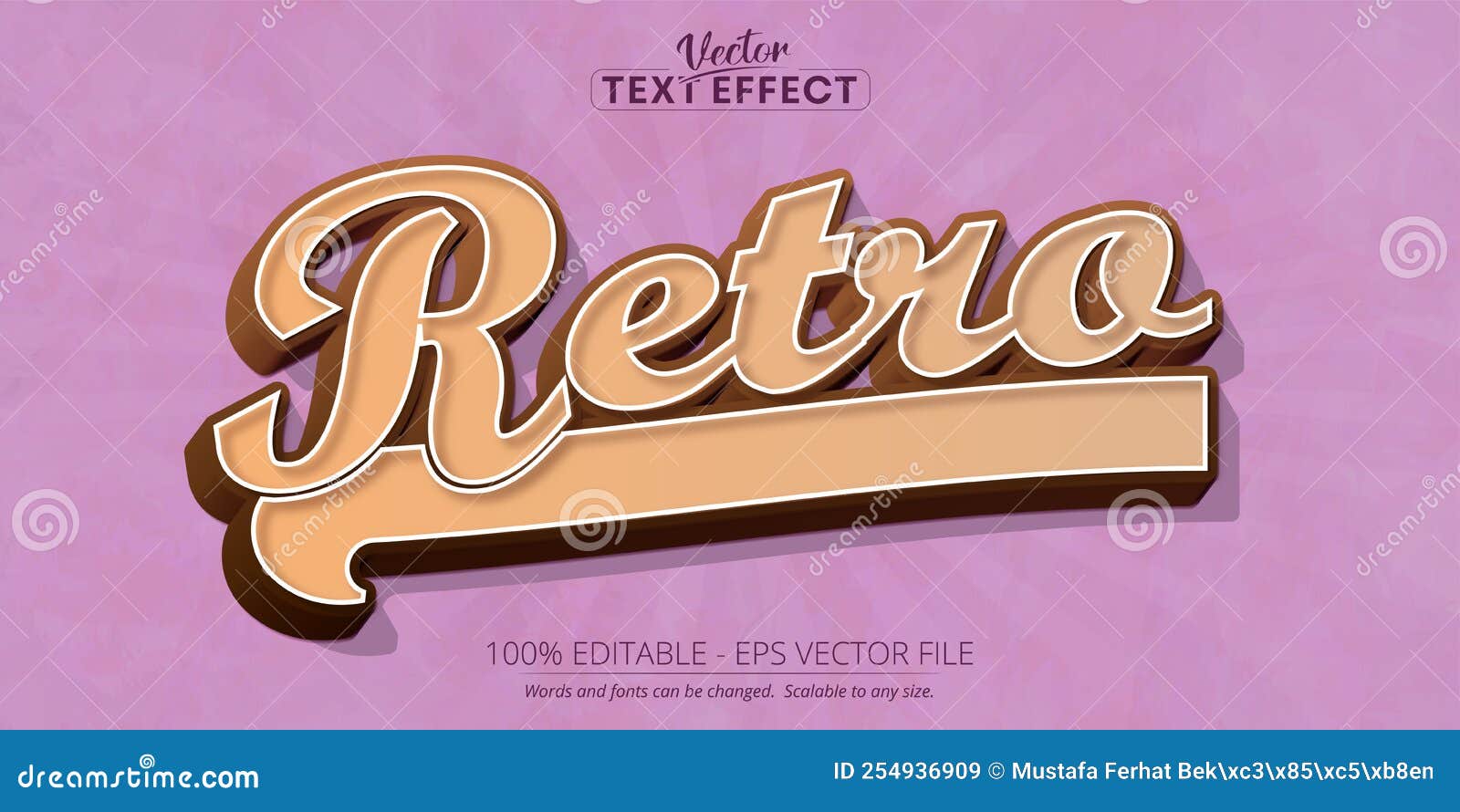 Vintage, Retro Text Effect, 70s and 80s Editable Text Style Stock ...