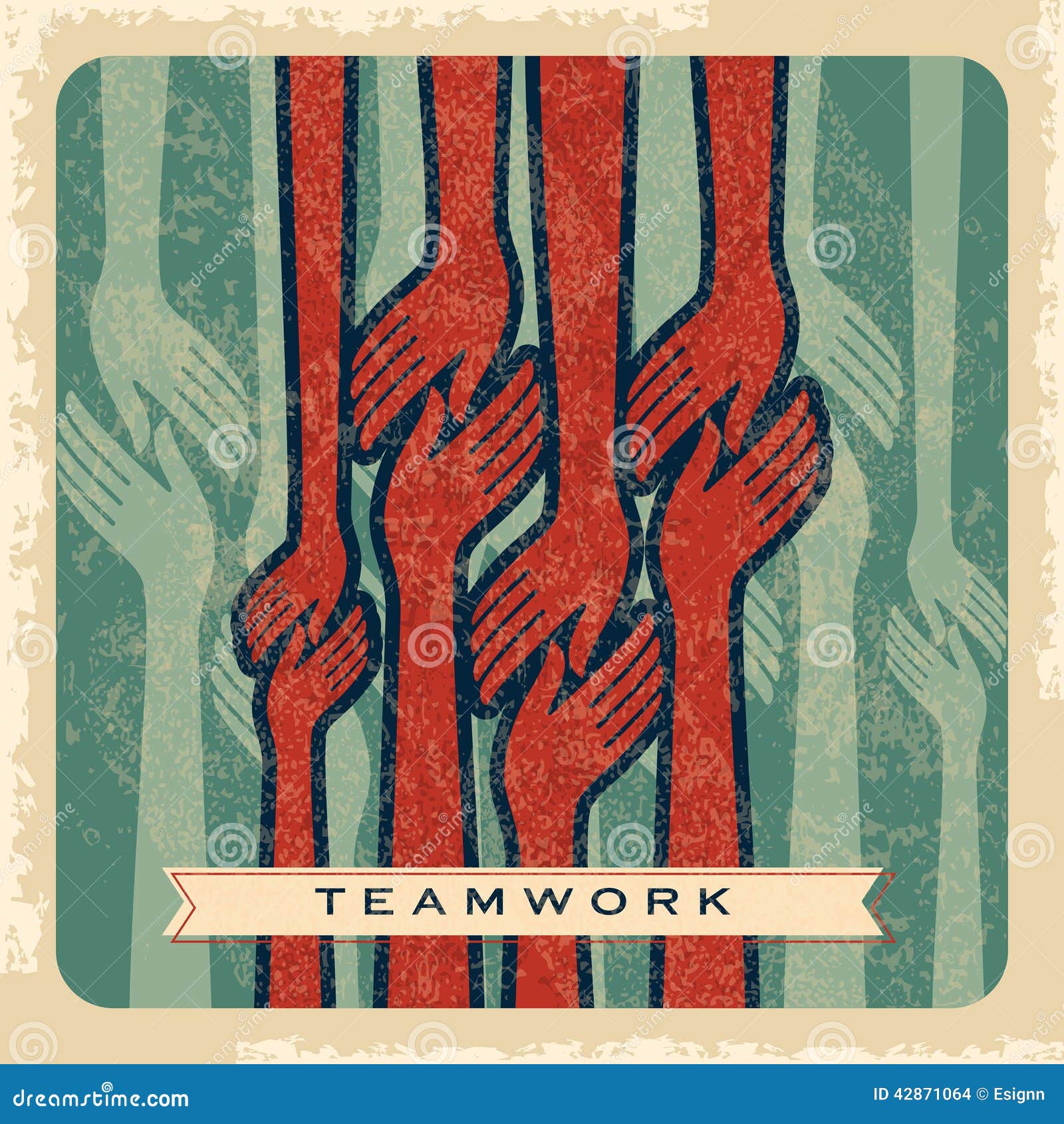 Vintage Retro Vector of Teamwork Stock Vector - Illustration of blue ...