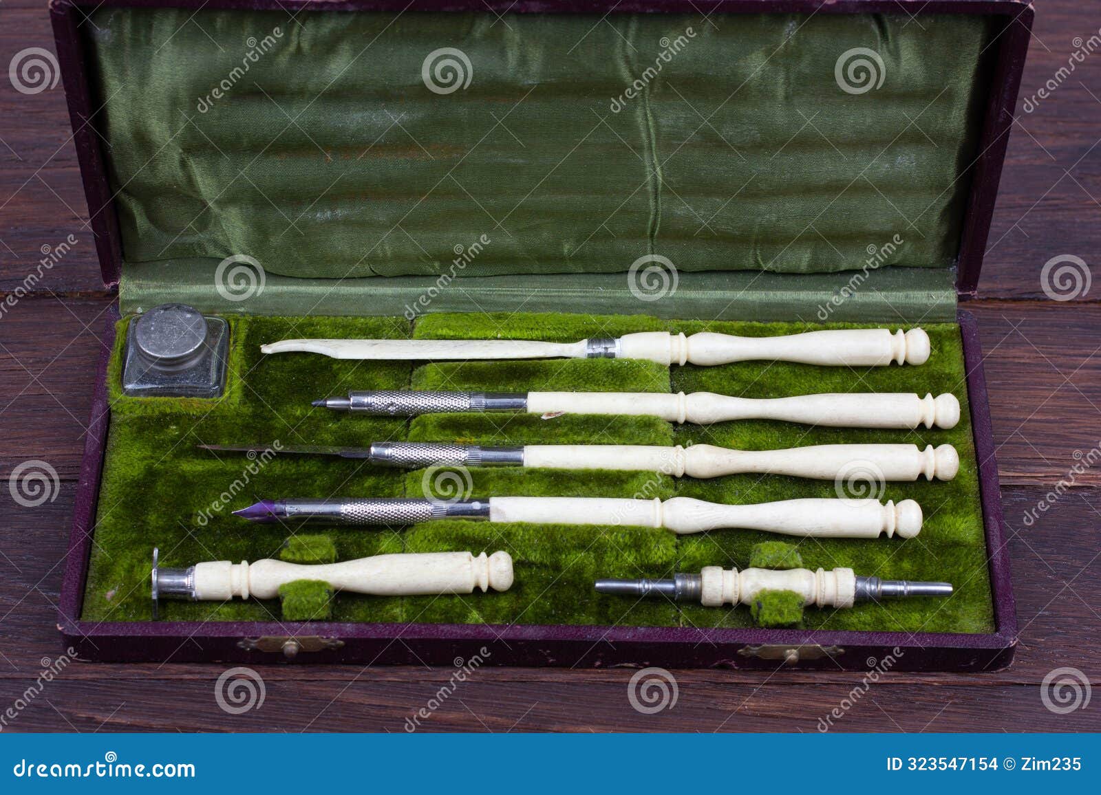 Vintage Retro Writing Tools Set Stock Photo - Image of mechanical ...