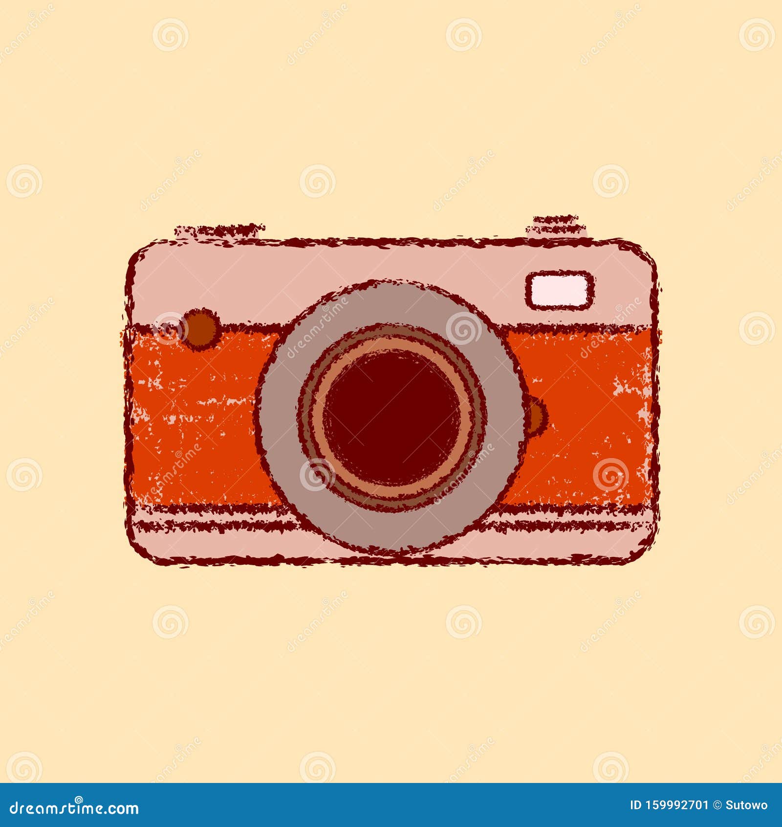 Vintage Retrokamera Icon Flach Grobe Umriss Stil Vektor Abbildung ...