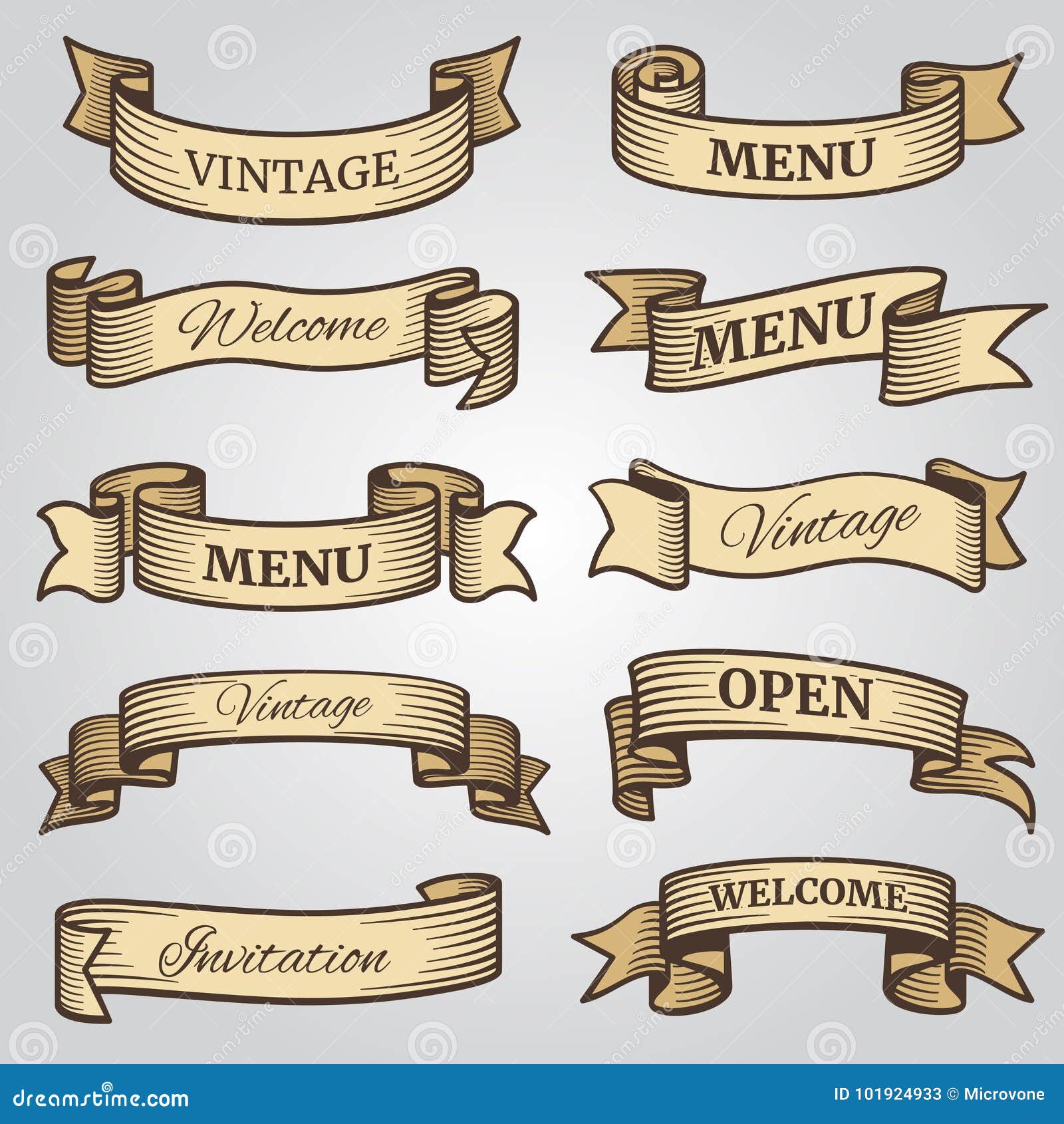 Vintage Ribbon Banners with Engraved Shadows Vector Set Stock Vector ... Vintage Ribbon Banners with Engraved Shadows Vector Set Stock Vector ...