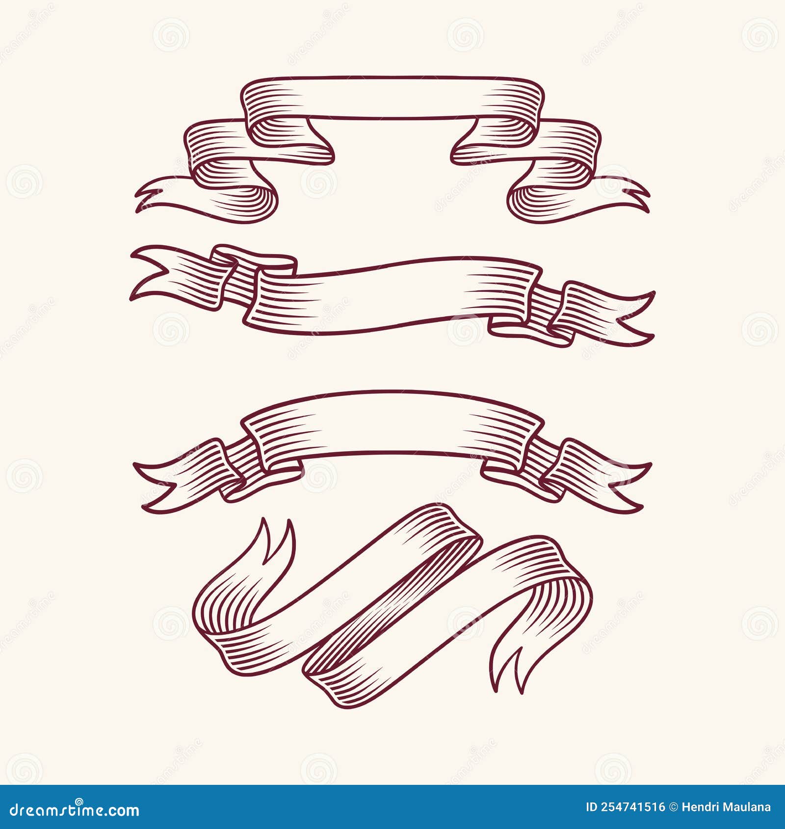 Vintage Ribbon Banners or Labels Vector Collection Stock Vector ...