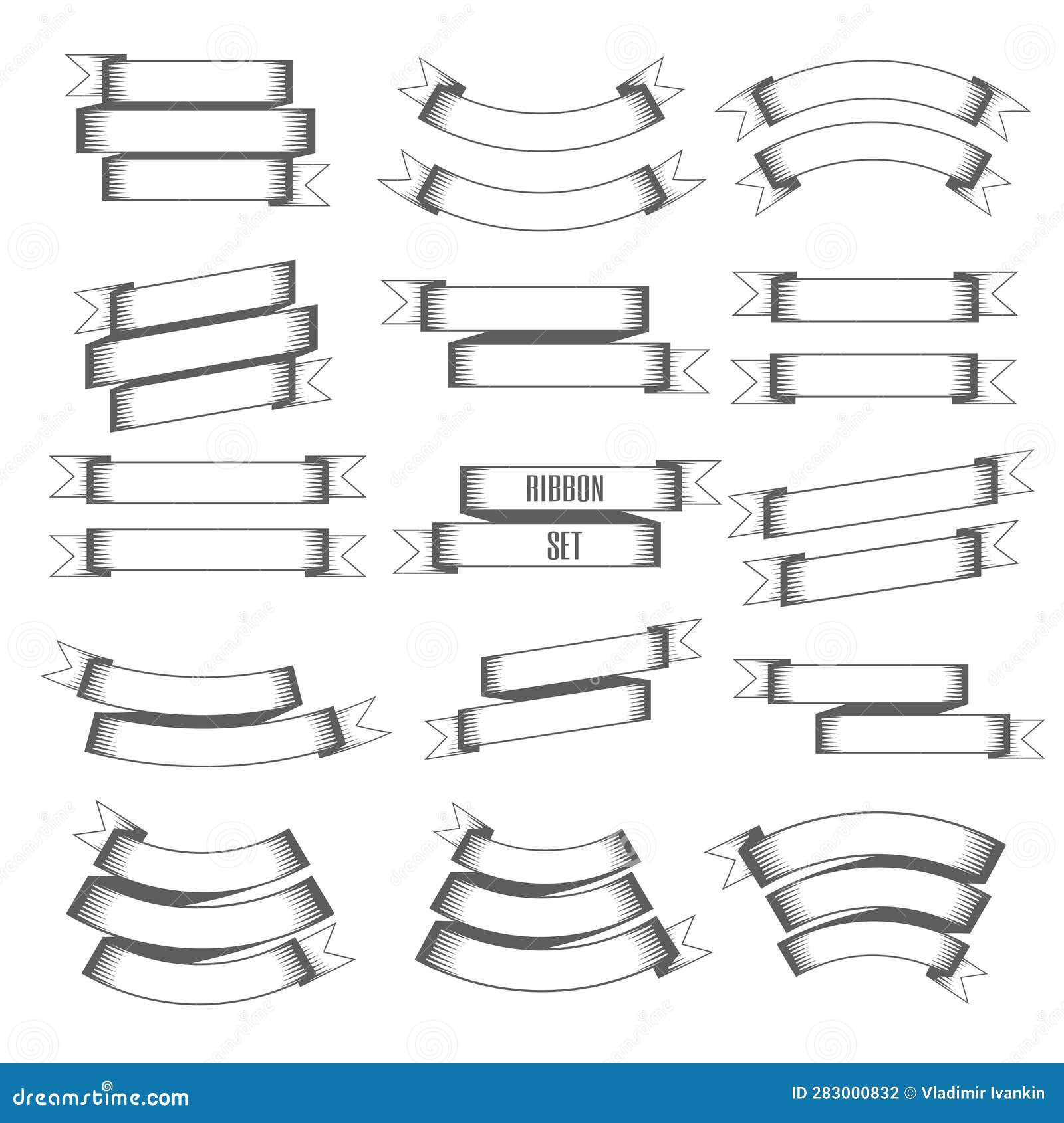 Vintage ribbon set. Vector stock vector. Illustration of design - 283000832