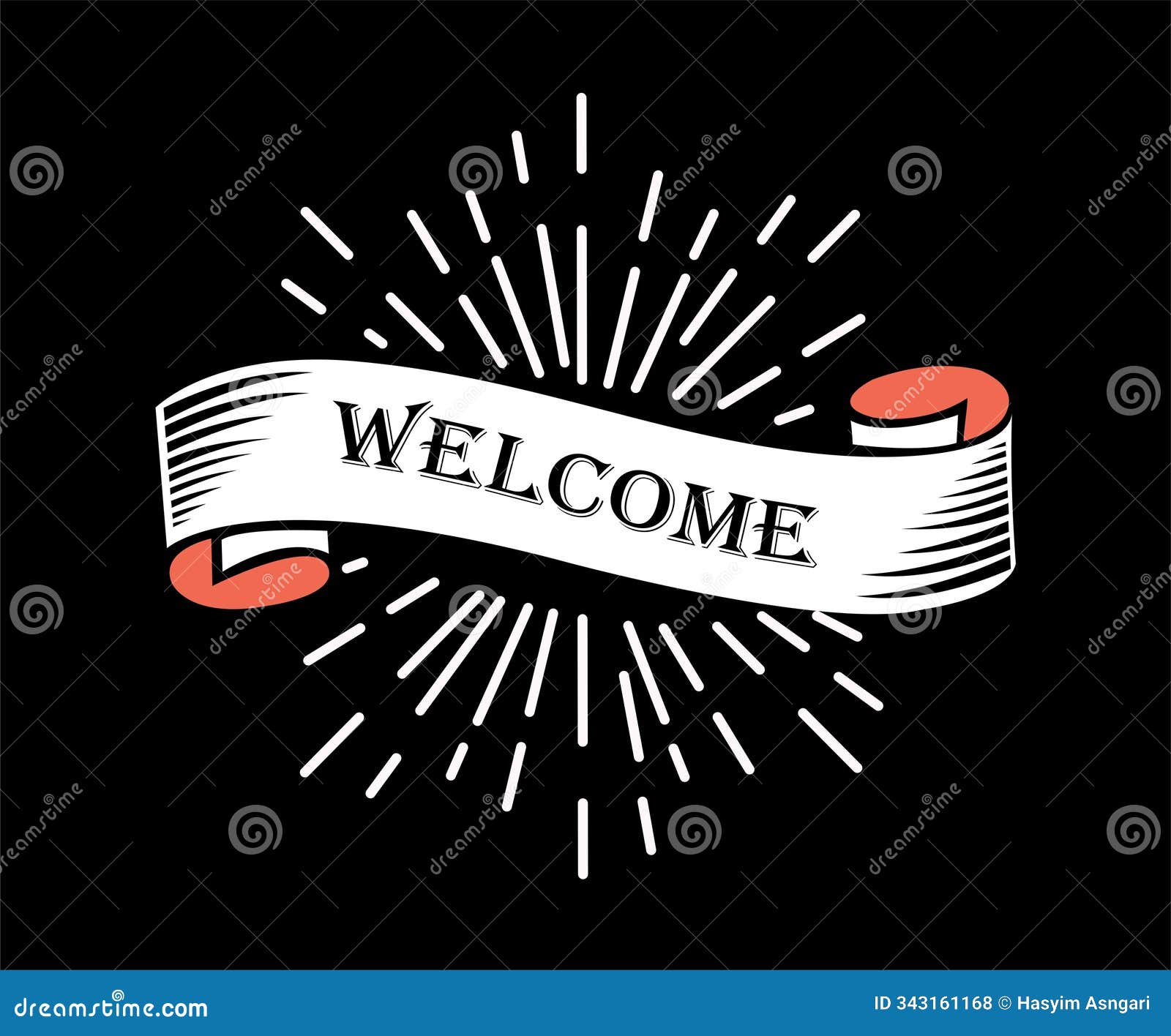 Vintage Ribbon with Text Welcome Hand Drawn Stock Illustration ...