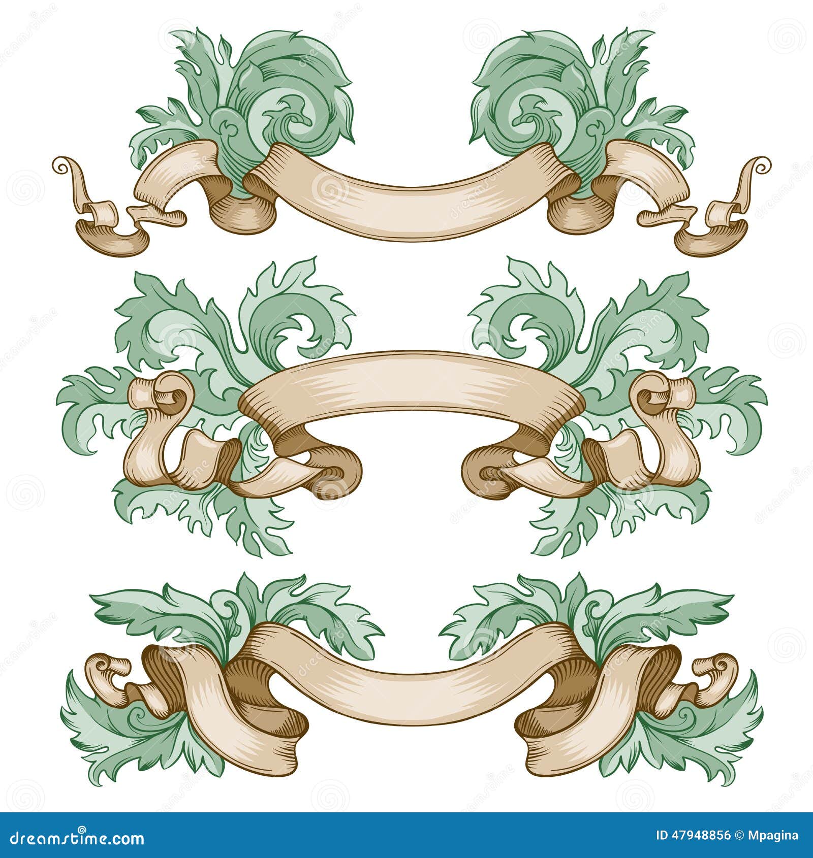Vintage ribbons stock vector. Illustration of engraving - 47948856