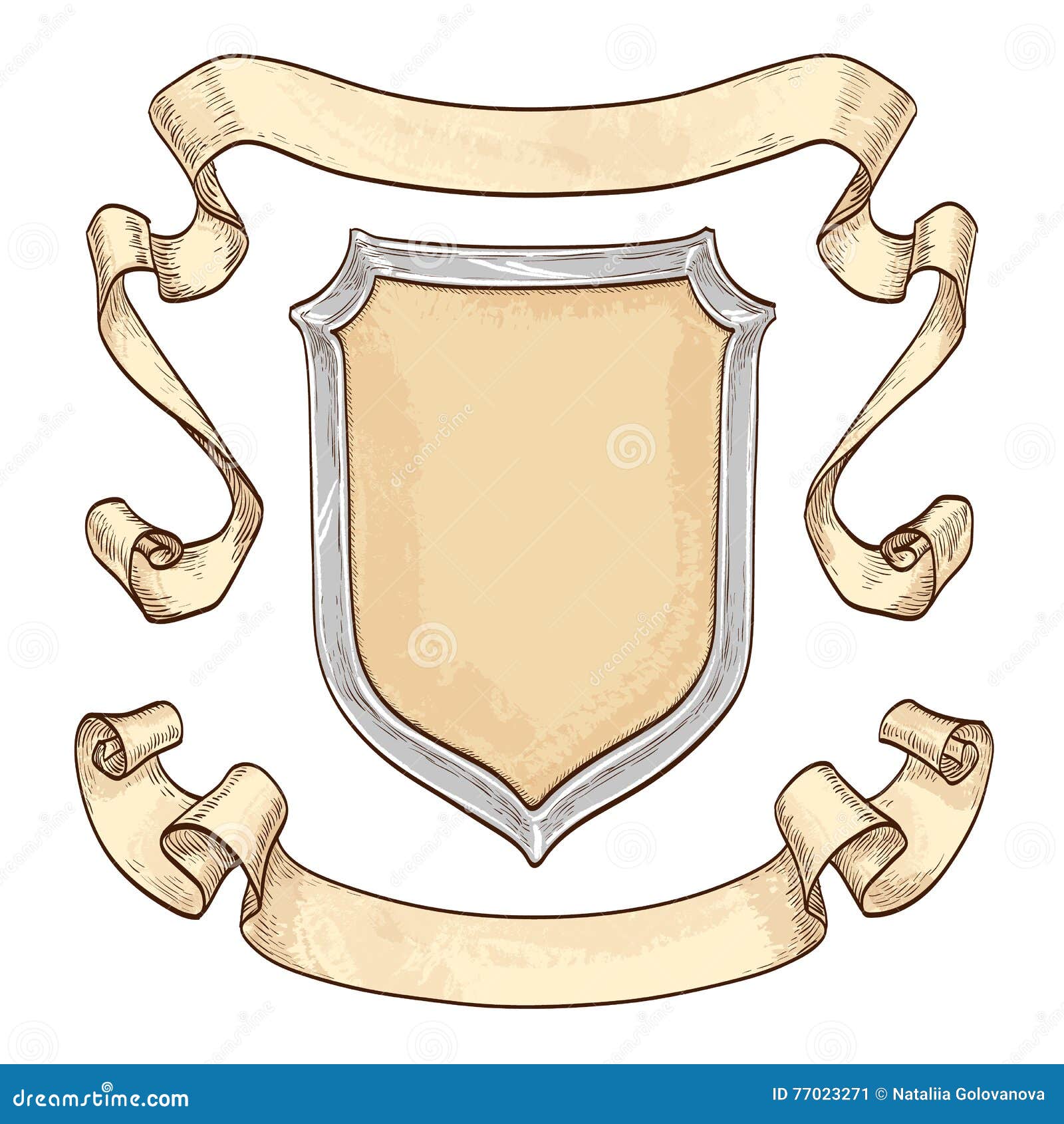 Vintage ribbons and shield stock illustration. Illustration of shield ...