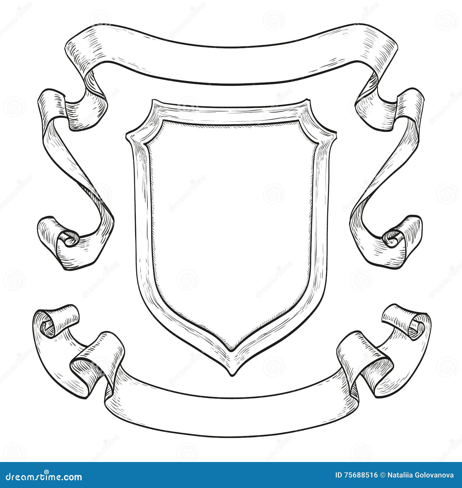 Vintage ribbons and shield stock vector. Illustration of icons - 75688516
