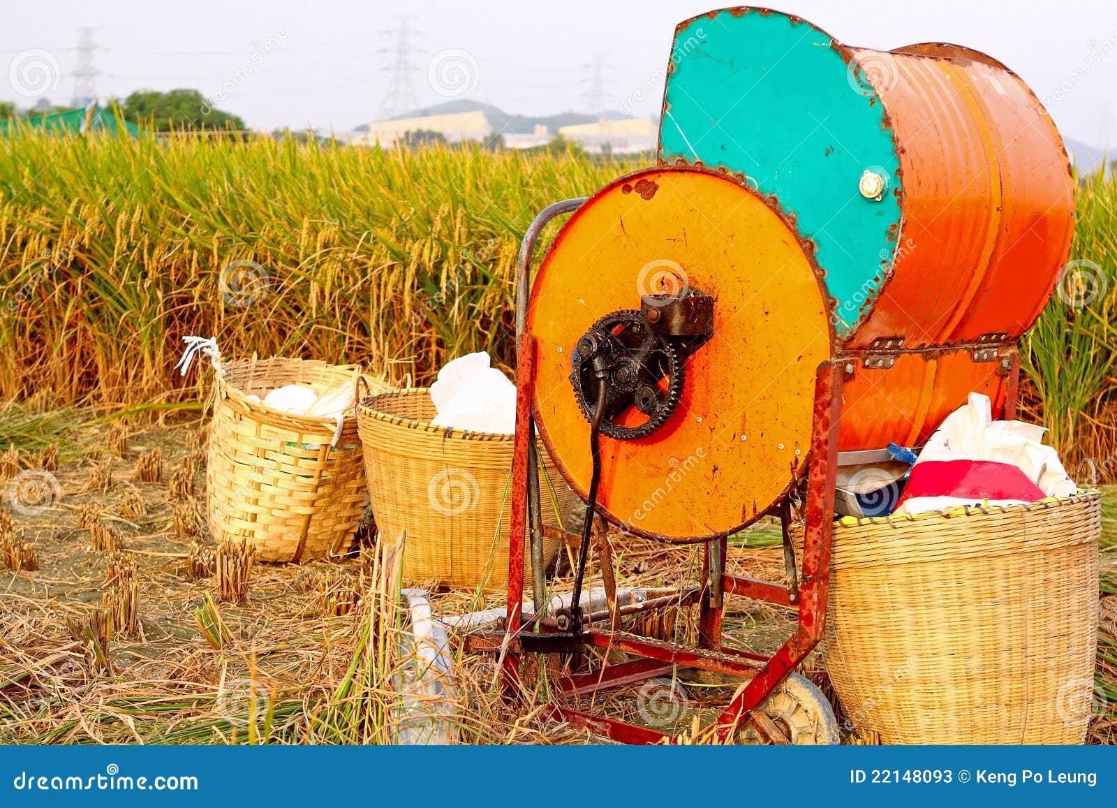 Vintage rice wood machine stock image. Image of farmer - 22148093