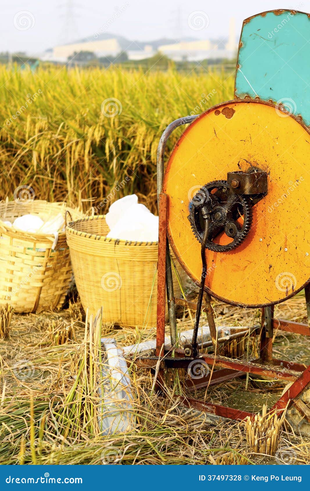 Vintage rice wood machine stock photo. Image of asia - 37497328